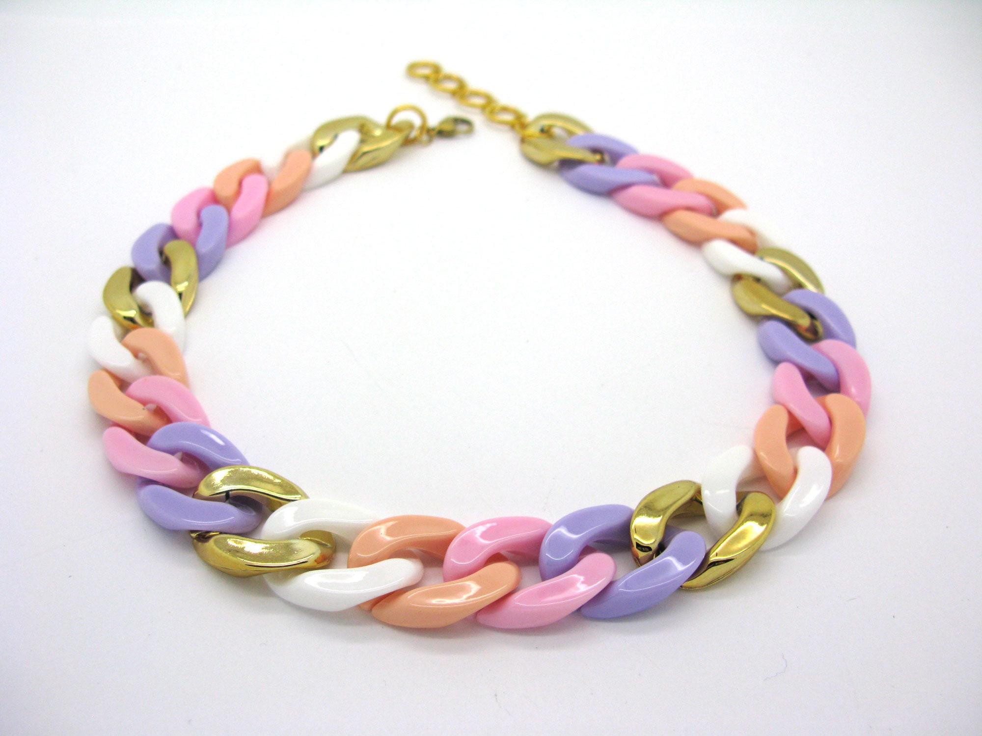 Pastel Pink Gold Giant Plastic Curb Chain, Statement Link Chain ...
