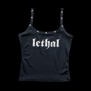 L𝔢𝔱𝔥𝔞𝔩༻ Custom Black Ribbed Tank Top W Silver Chrome Gothic Letters ...