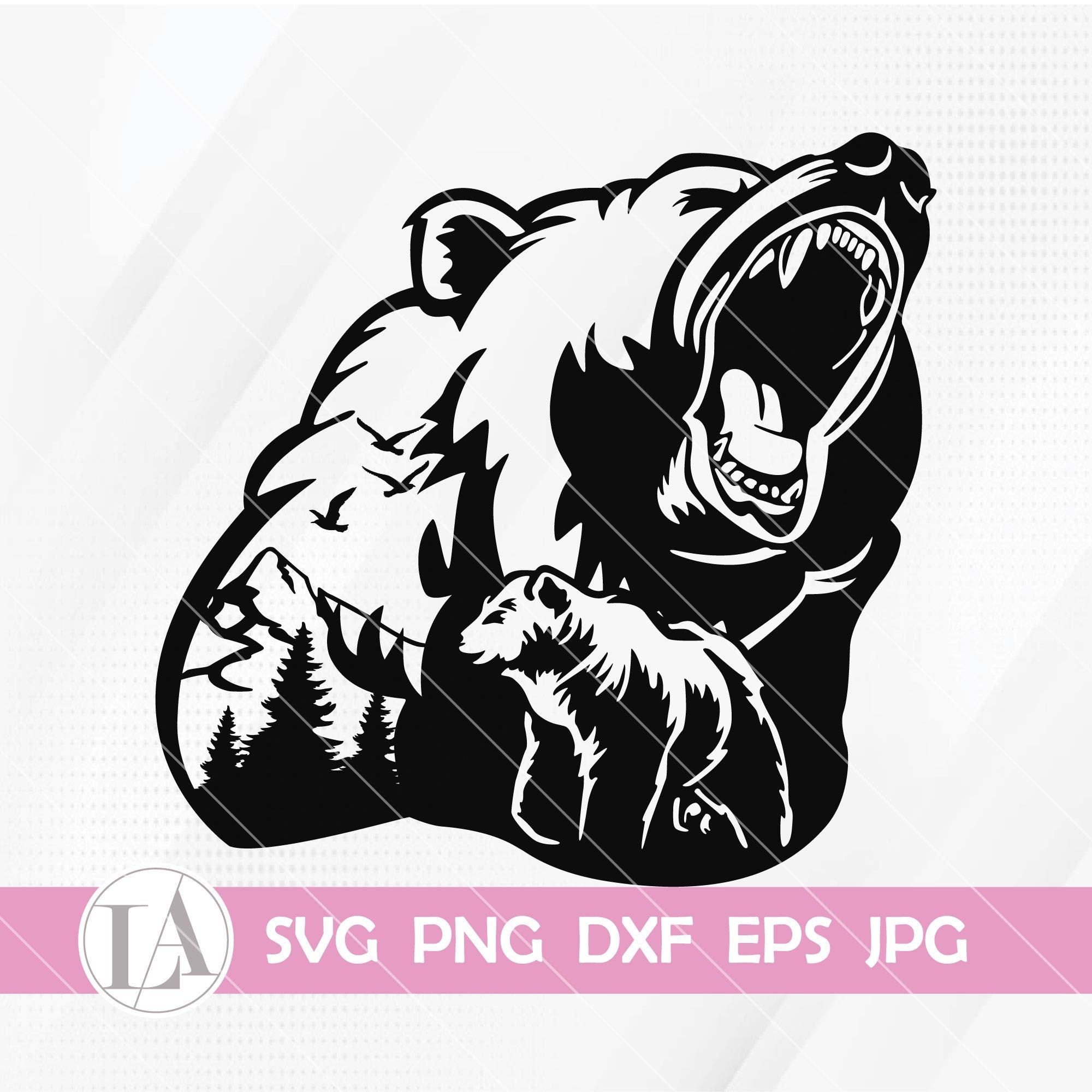 Bear Svg Grizzly Bear Svg Silhouette Bear Svg Mountain - Etsy
