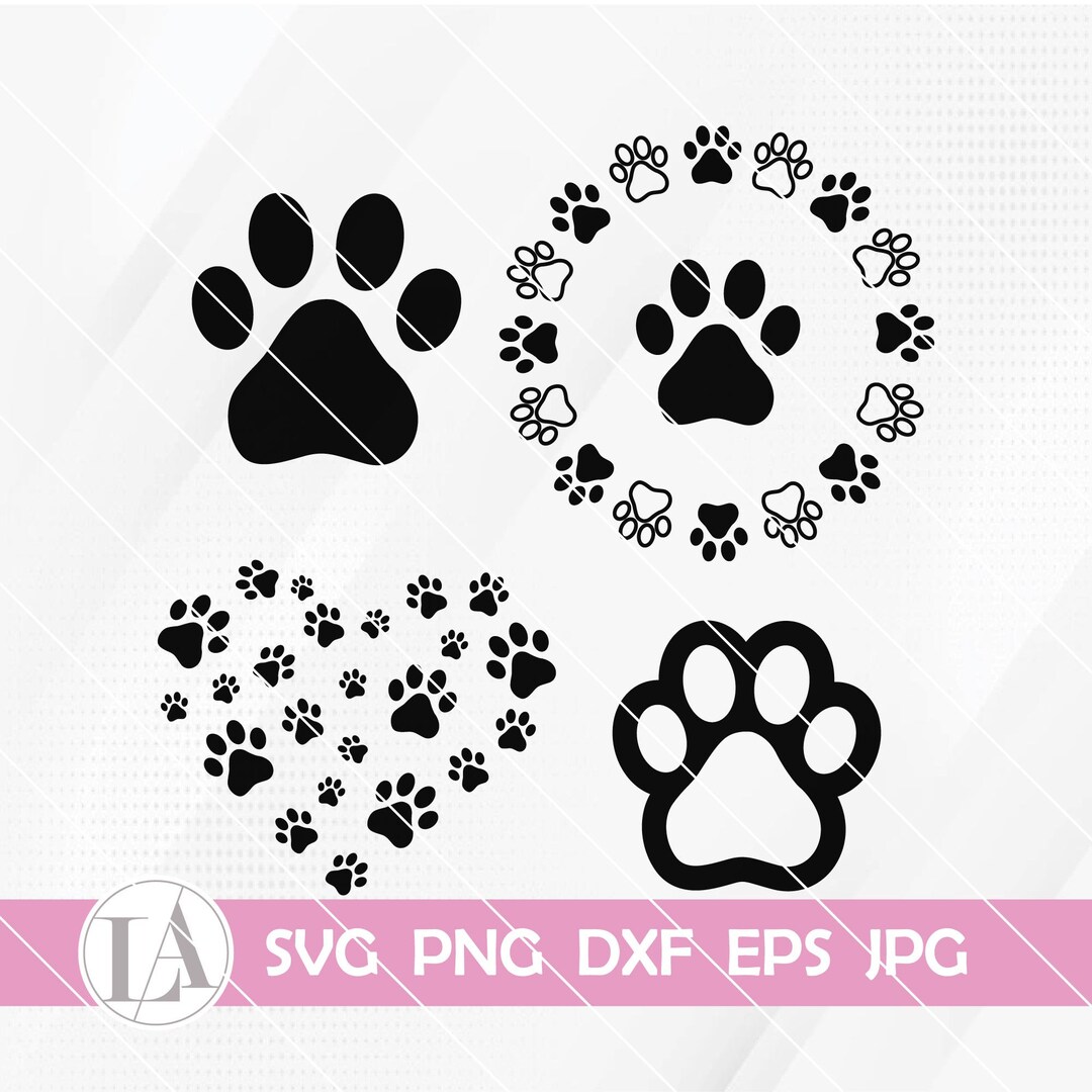 Dog Paw Print Bundle | Silhouette Paw Print | Paw Print Clipart ...