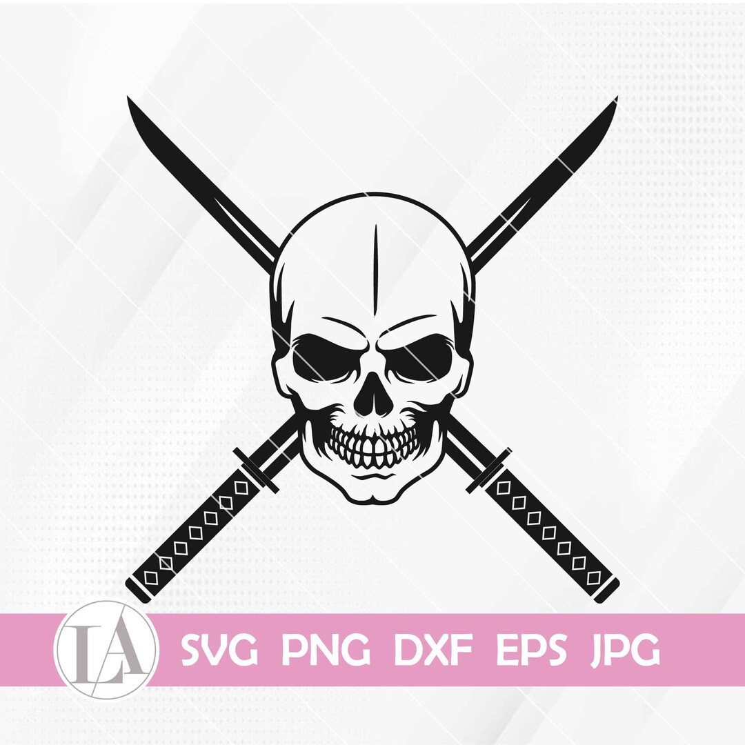 Skull Head With Crossed Pirate Swords Silhouette Svg | Crossed Swords ...