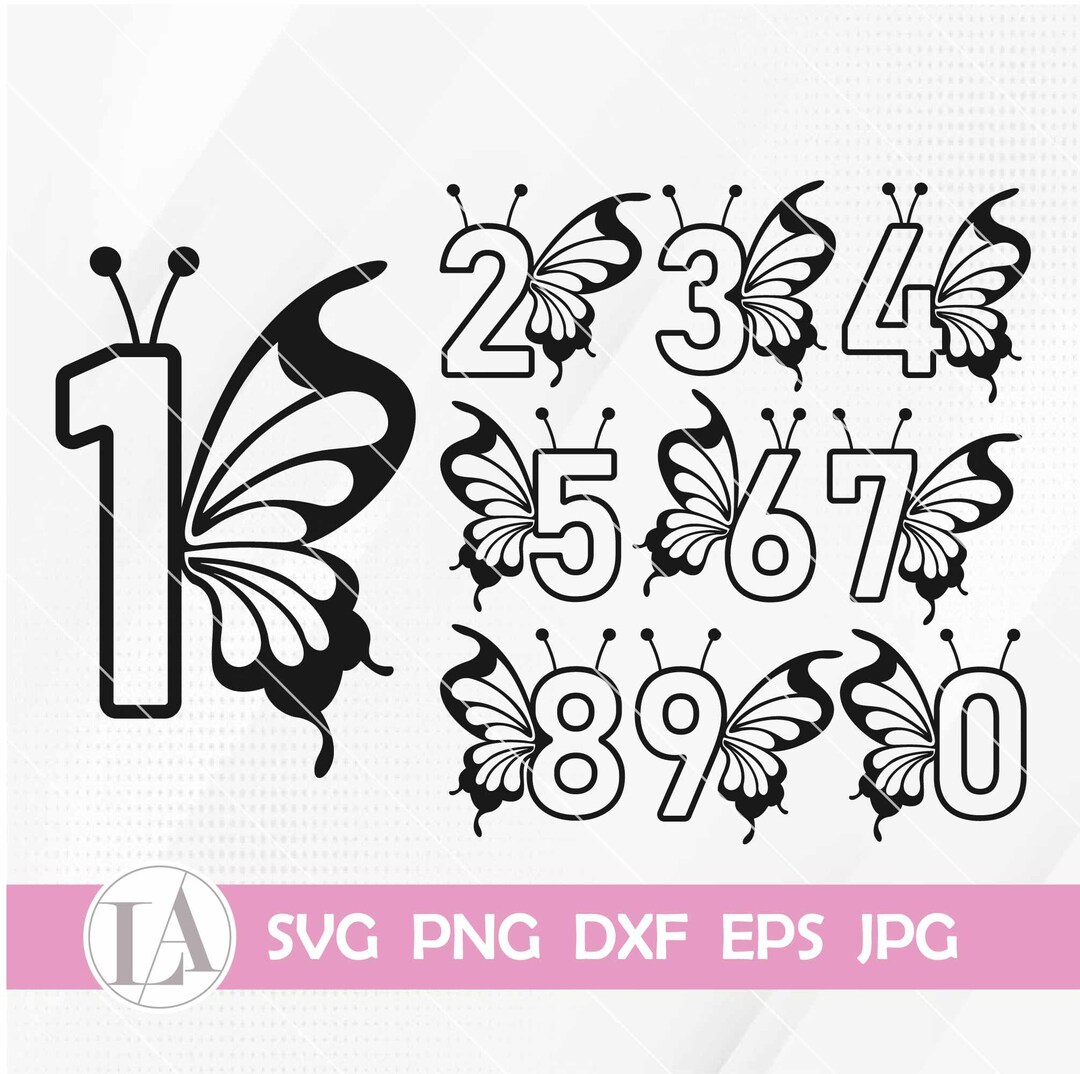 Butterfly Numbers Bundle Numbers Svg Cute Butterflies Svg Butterfly Png ...