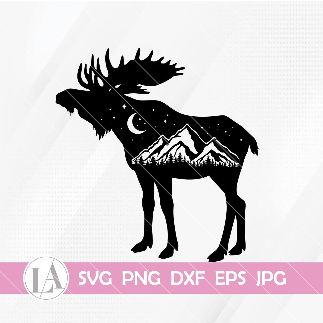 Mountain Moose Svg, Moose Svg, Mountain Range Moose Svg, Moose ...