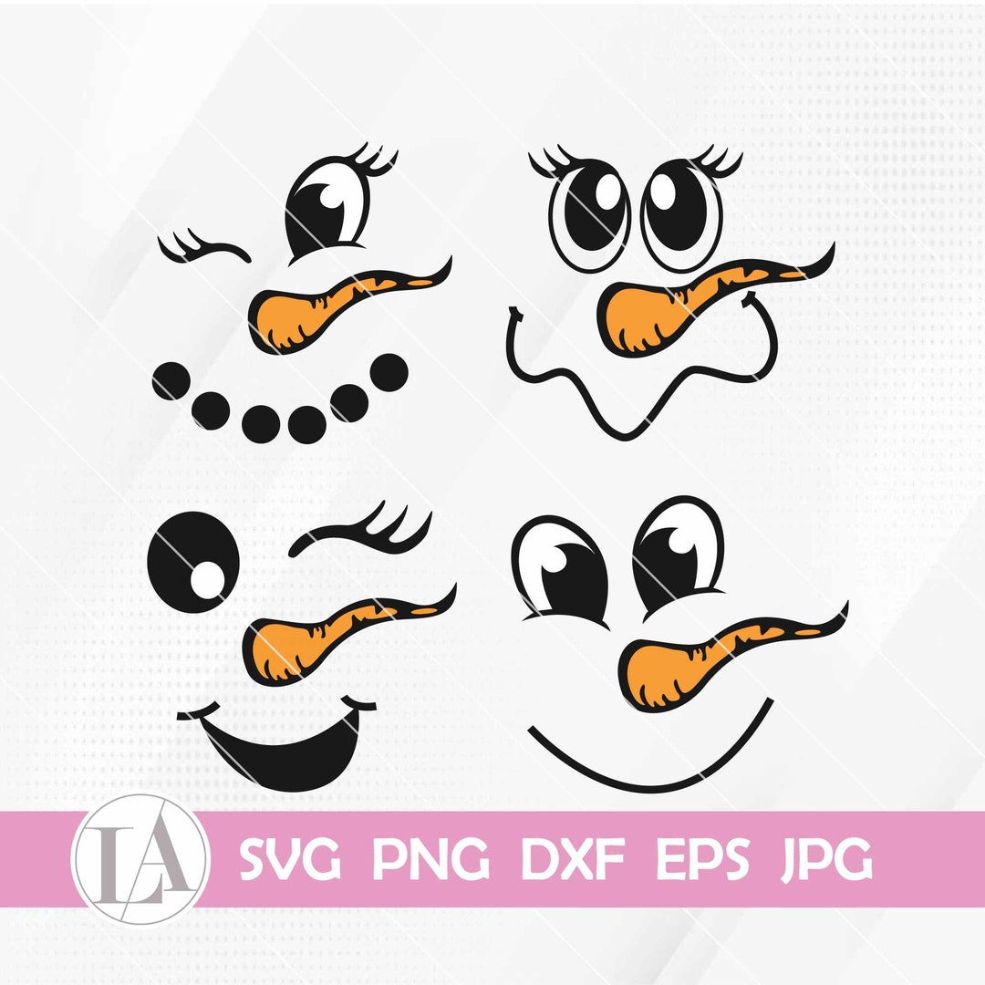 Snowman Face Bundle Svg | Cute Snowman Faces Svg | Christmas Svg ...