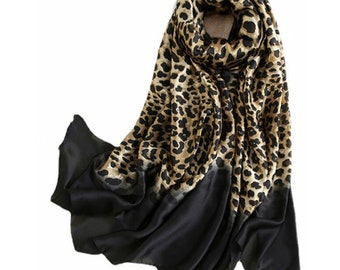 Beige Metallic Leopard Print Frayed Scarf With Gold Foil Details Aminal ...