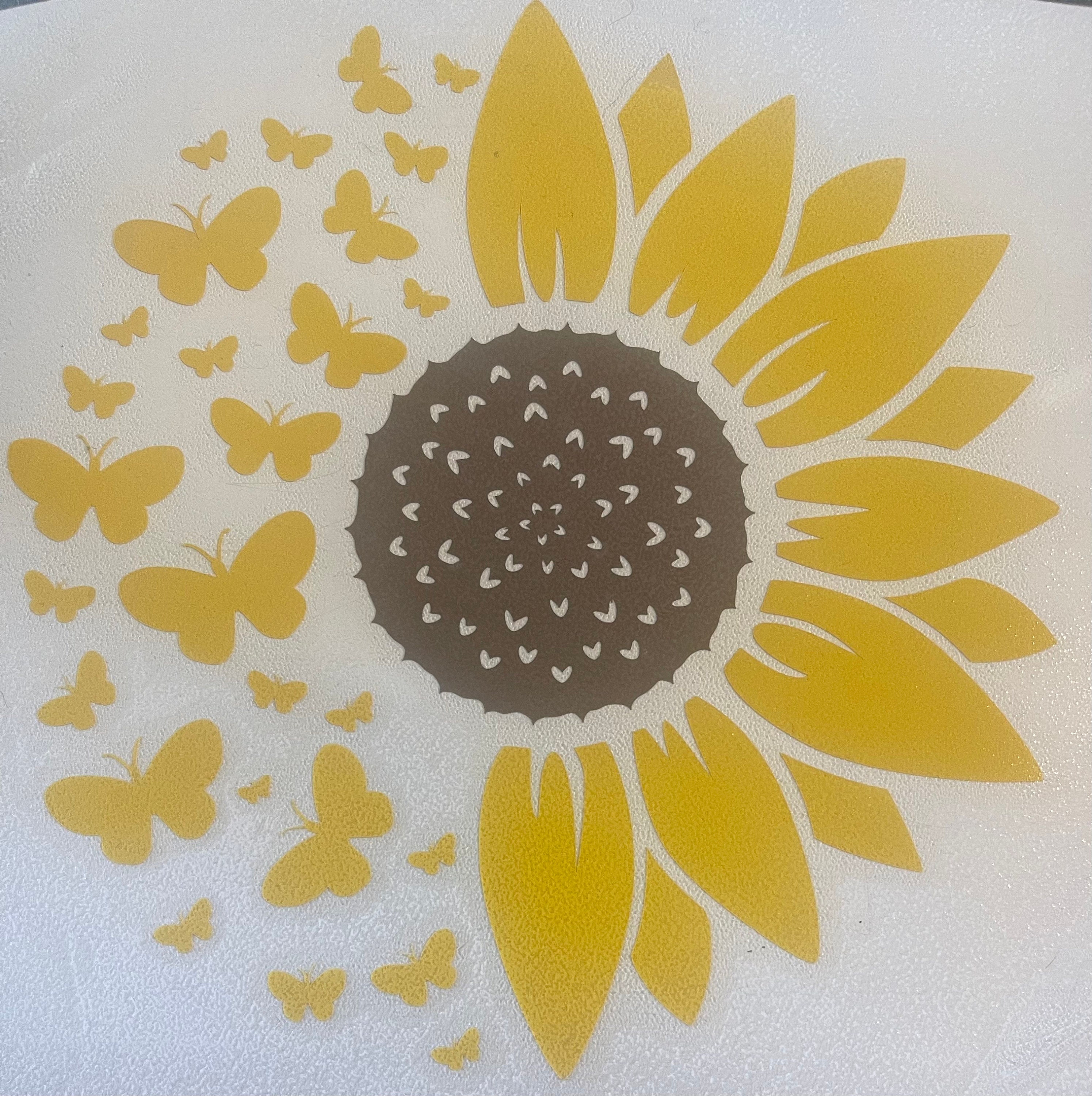 Butterfly Sunflower Vinyl Decal - Etsy