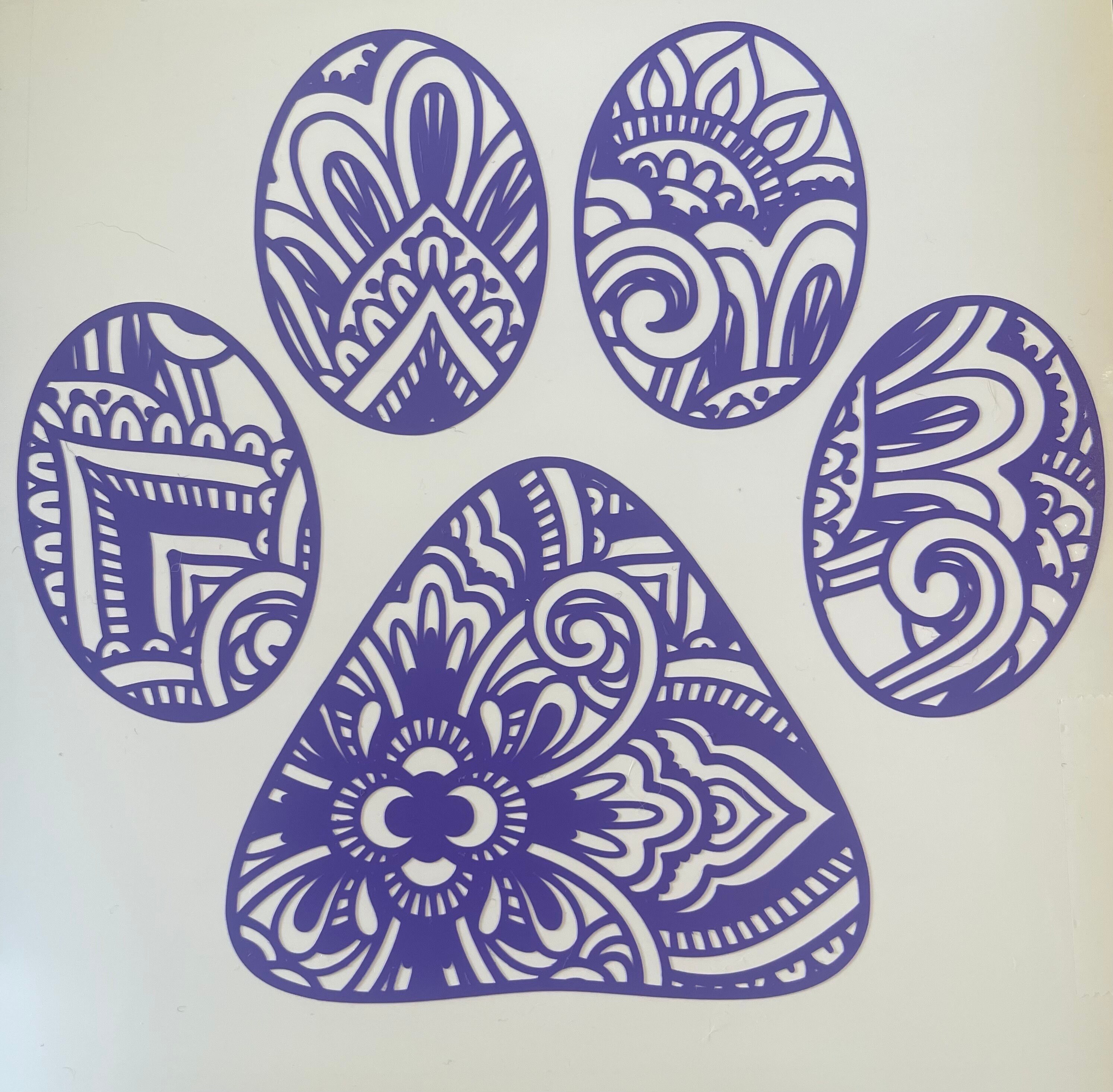 Dog Paw Print Zentangle Vinyl Decal - Etsy