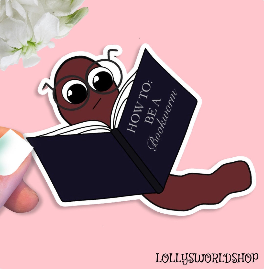 Reading Book Worm Sticker for Book Lovers Club - Etsy