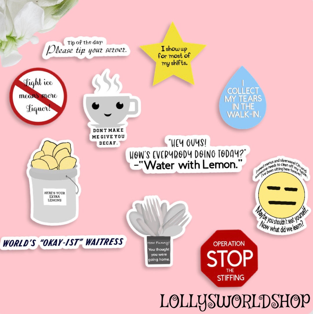11 Server Stickers Pack, Funny Restaurant Stickers, Service Industry ...
