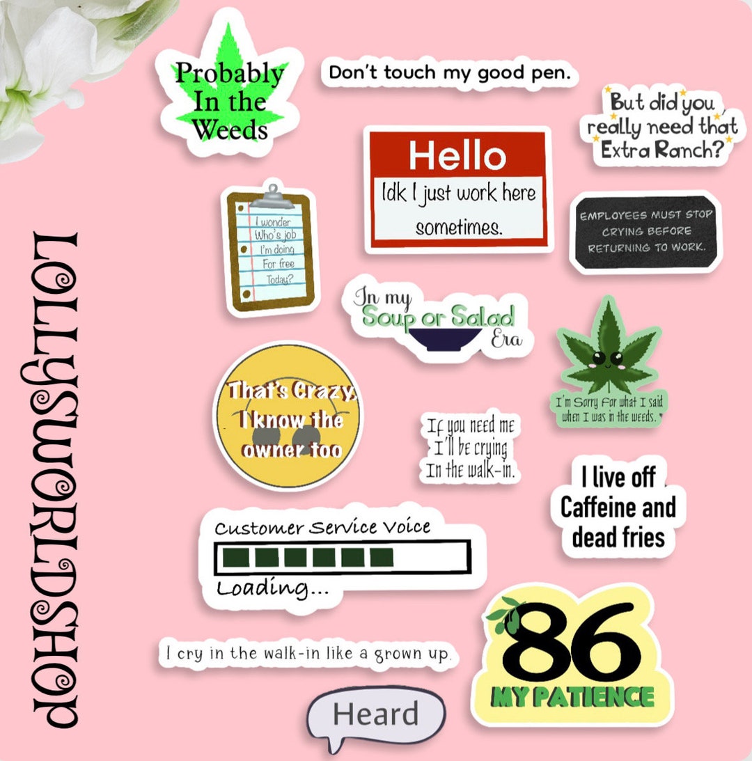 Server Sticker Pack, Funny Restaurant Stickers, Service Industry ...