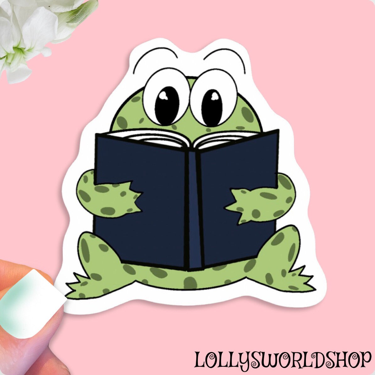 Frog Reading Book Sticker Gift for Booklovers, Book Clubs, and Kindles ...