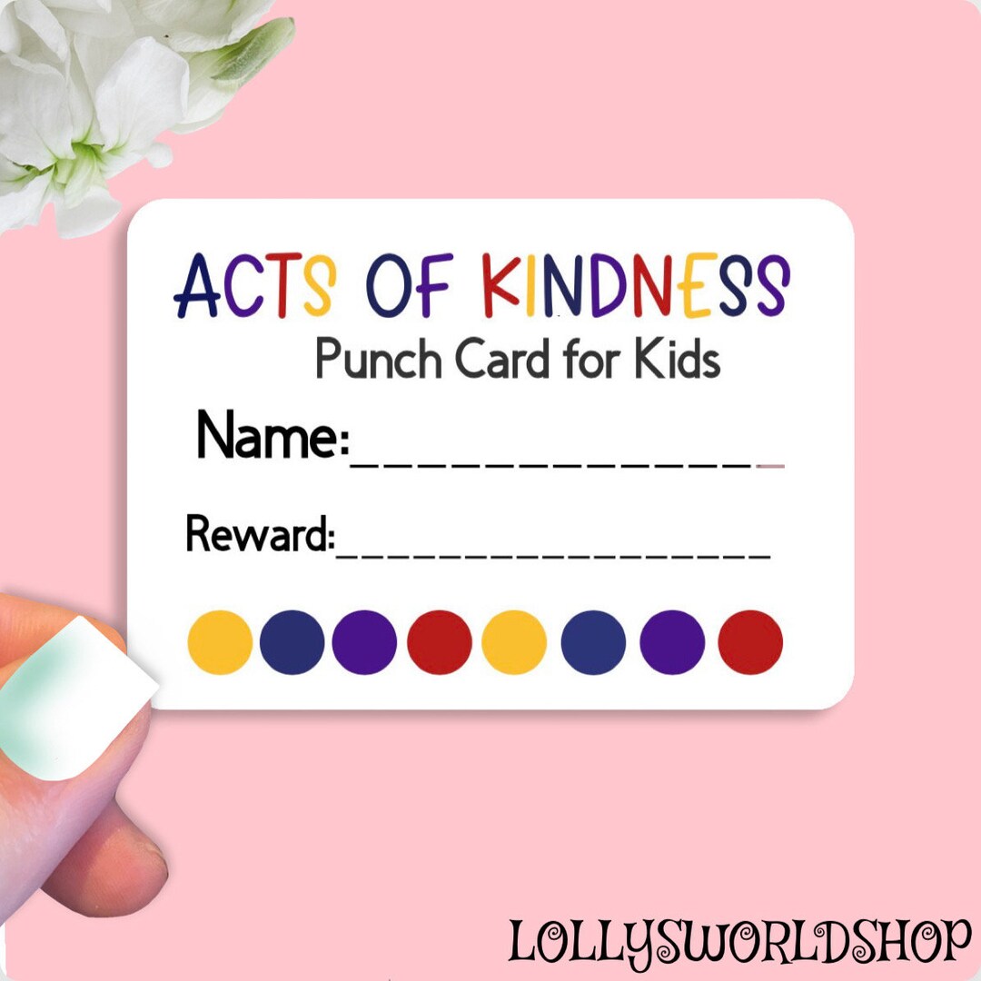 Acts of Kindness Punch Cards for Teachers, Parents, Kids, and Students ...