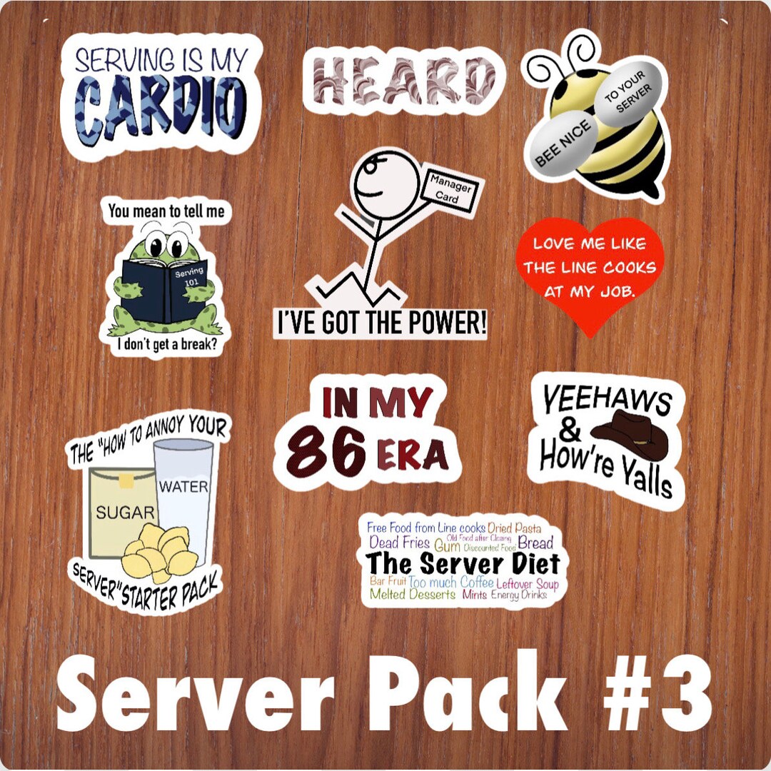 Server Stickers Pack, Funny Restaurant Stickers, Service Industry ...