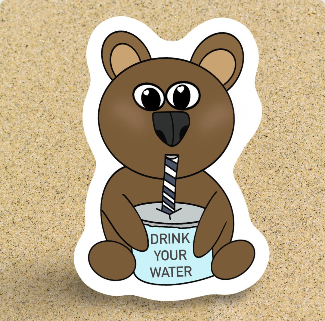 Cute Bear Drink Your Water Sticker for Gym Girl Waterbottles Hydrate ...