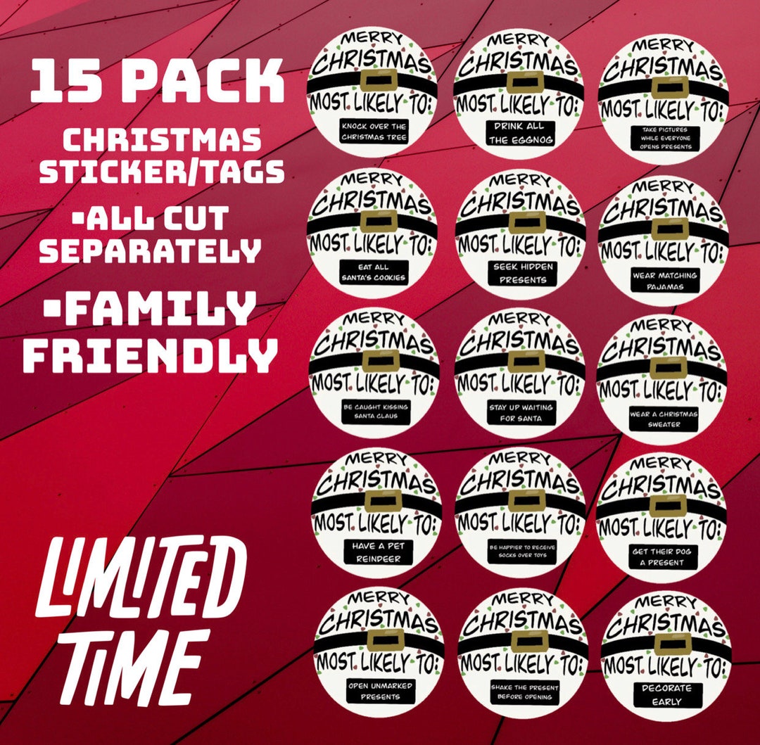 15 Funny “most Likely To” Christmas Label Stickers for Gifts | Family ...