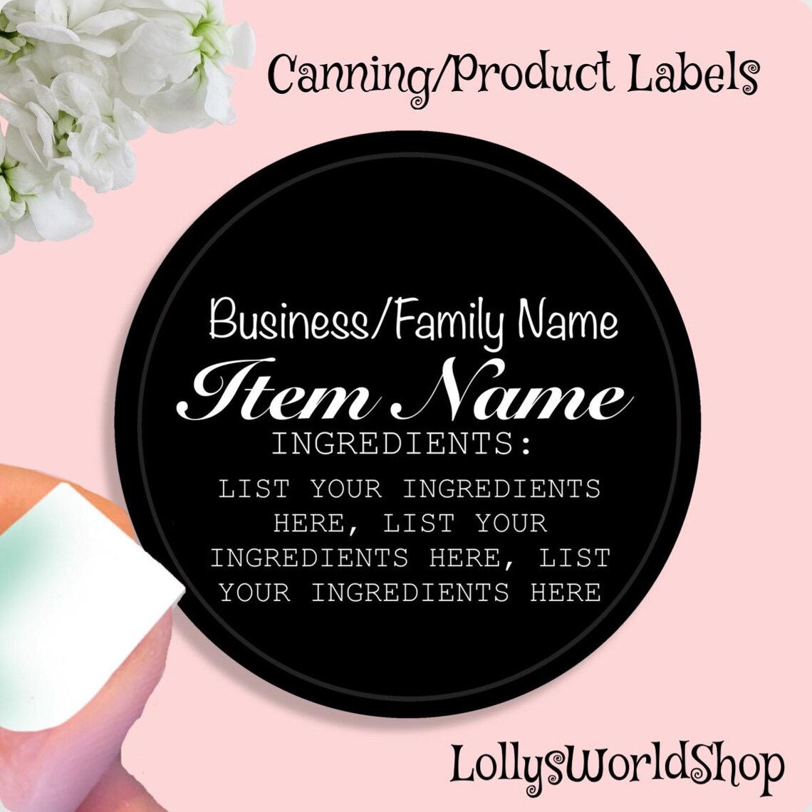 Canning Labels | Ingredient Stickers | Ingredient Labels | Custom ...