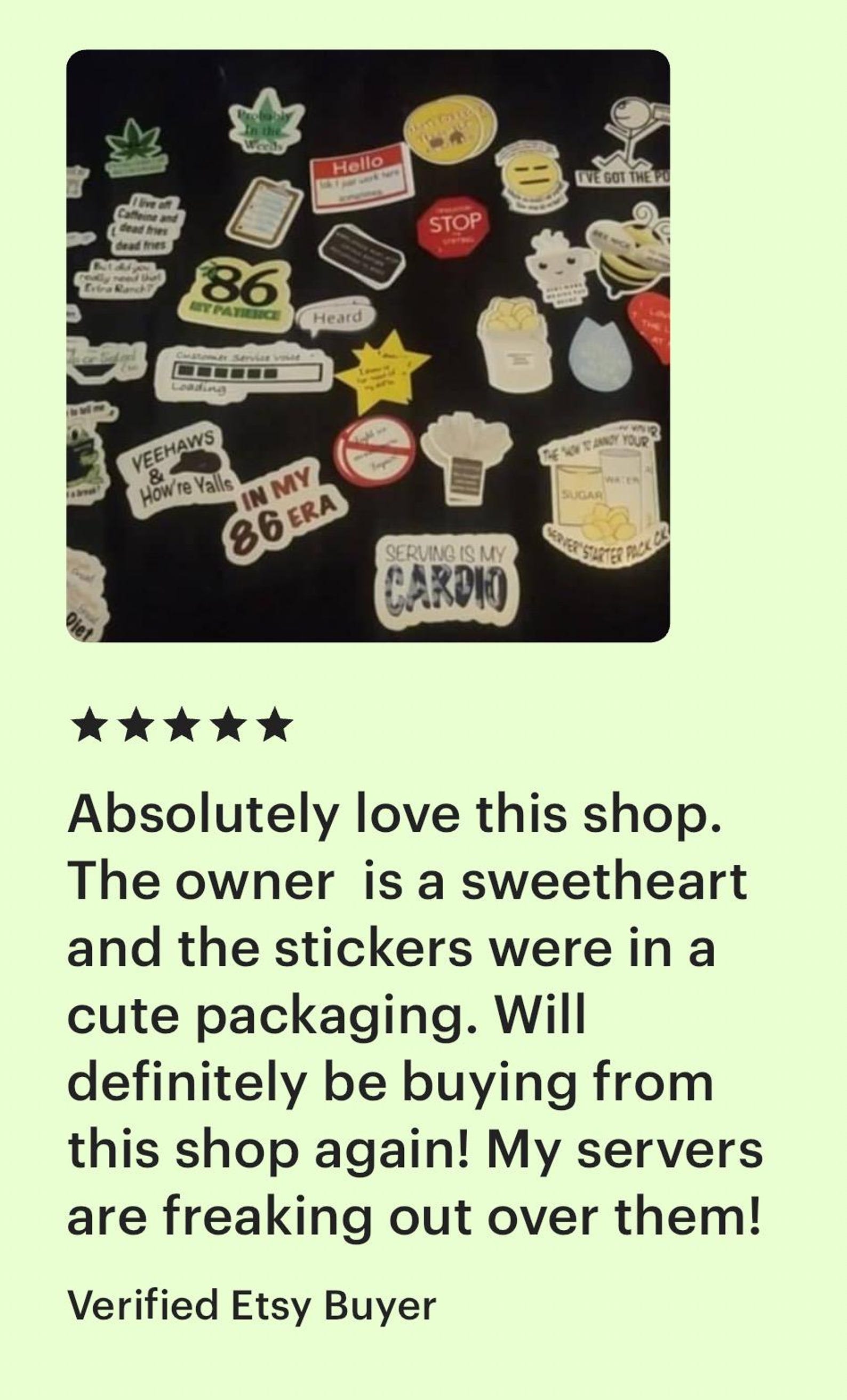 Funny Server Sticker Pack: Restaurant Meme Stickers, Water-resistant ...
