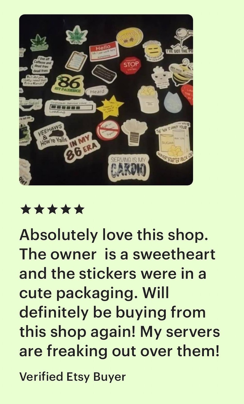 Funny Server Sticker Pack: Restaurant Meme Stickers, Water-resistant ...