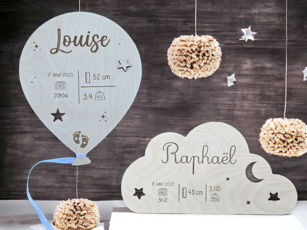 Personalized Birth Decoration in the Shape of a Cloud or Balloon - Etsy