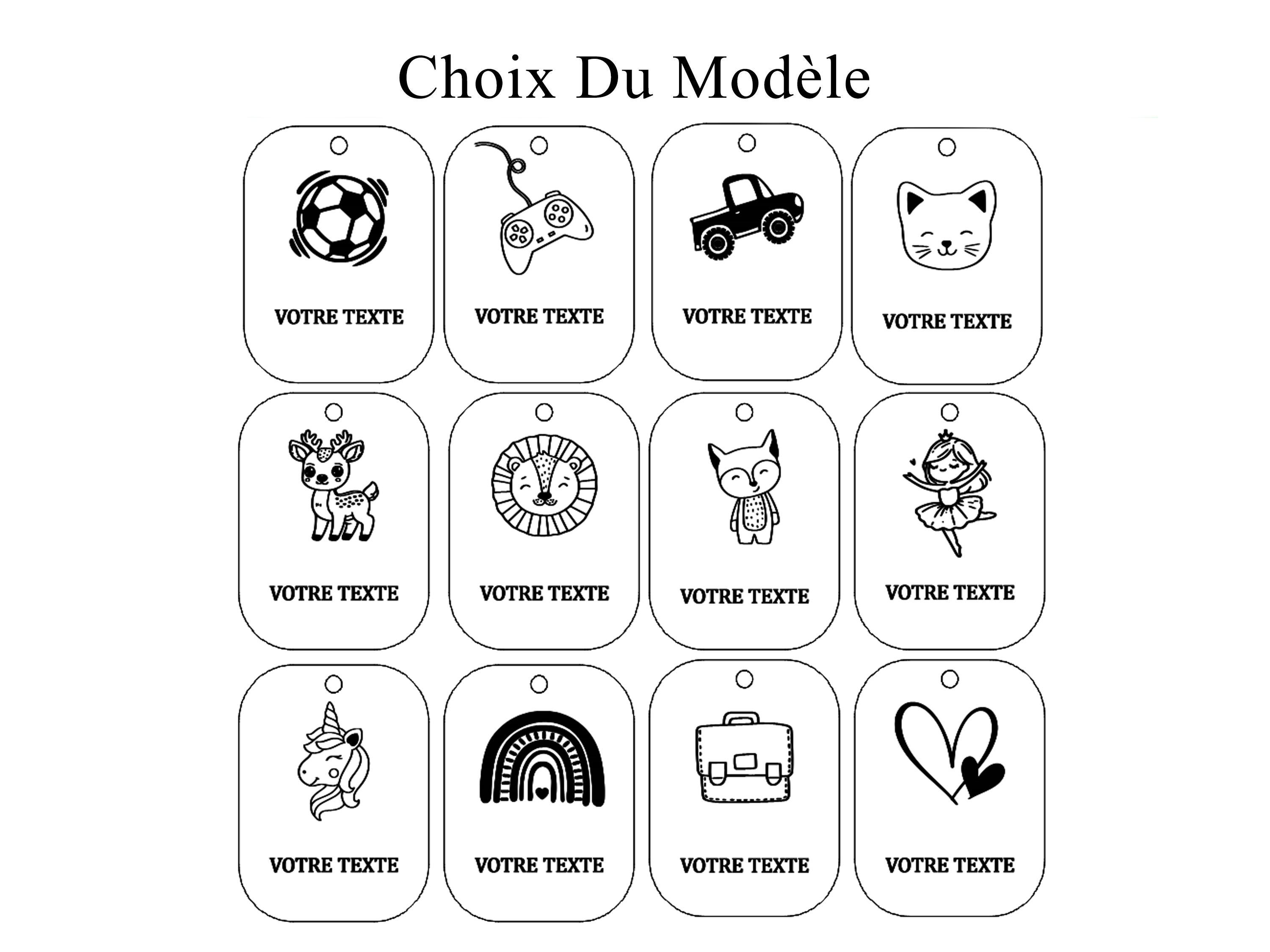 Étiquette Personnalisée en Bois pour Cartable ou Sac à Dos - 12 Modèles ...