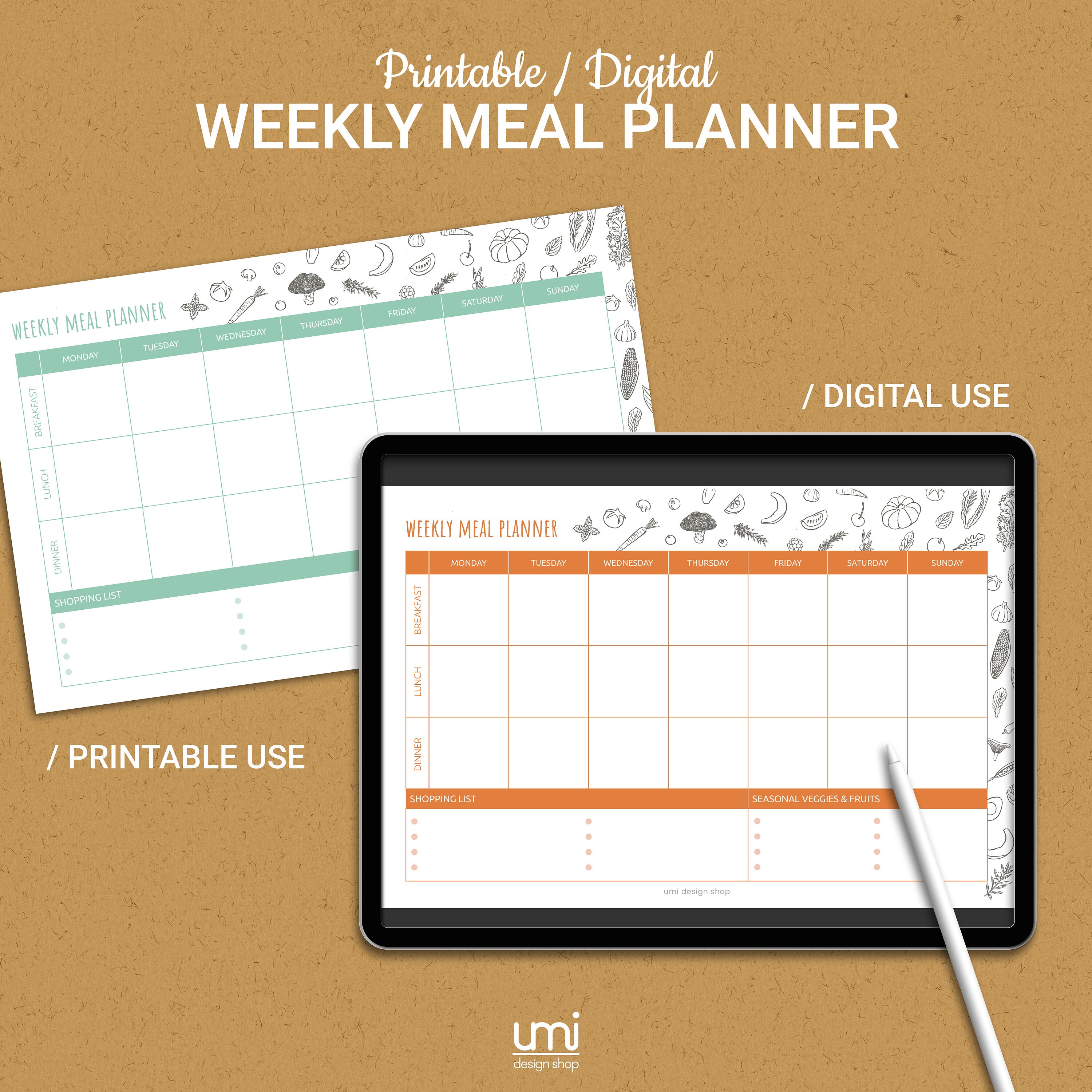 Printable/ Digital Weekly Meal Planner - Etsy