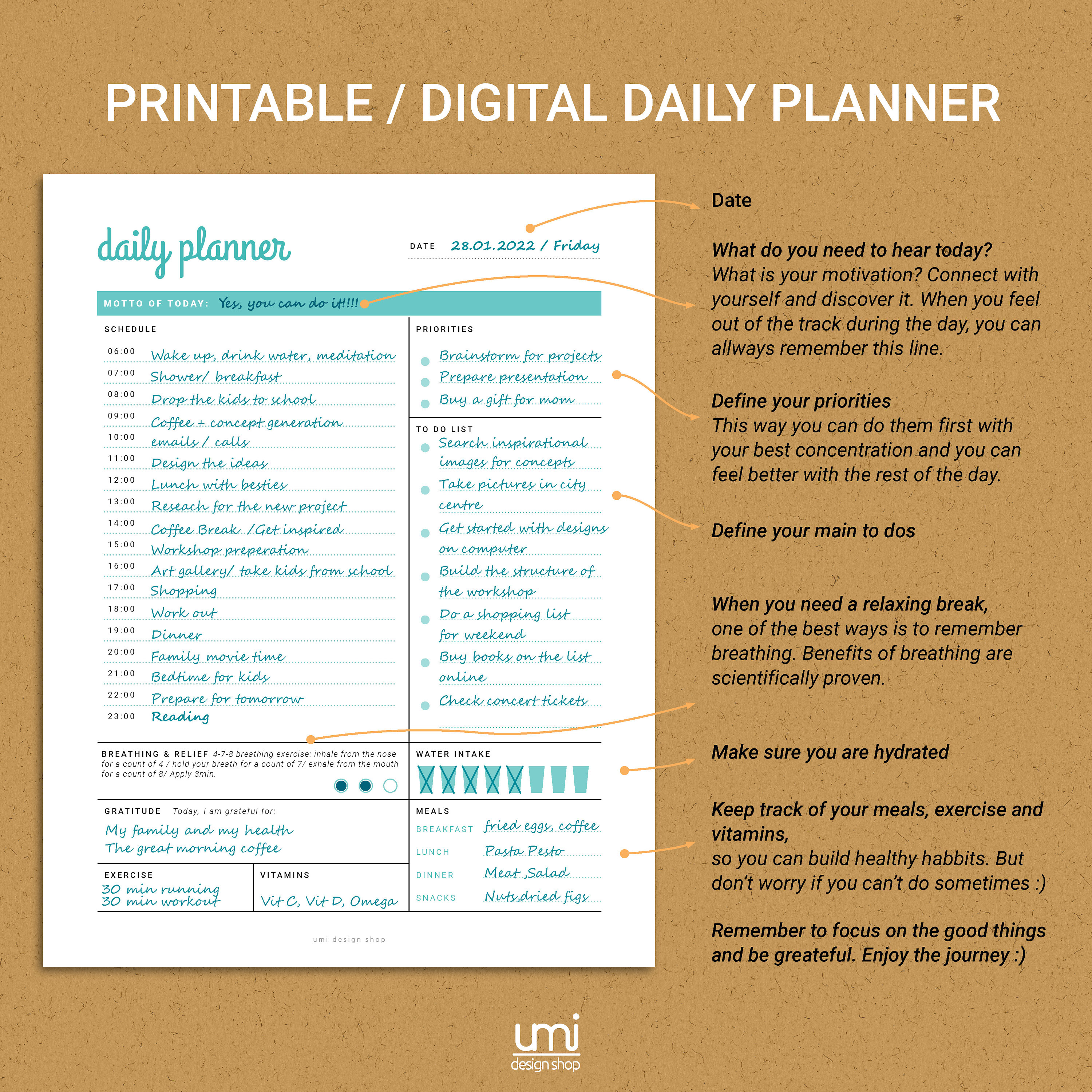 Printable / Digital Daily Planner - Etsy