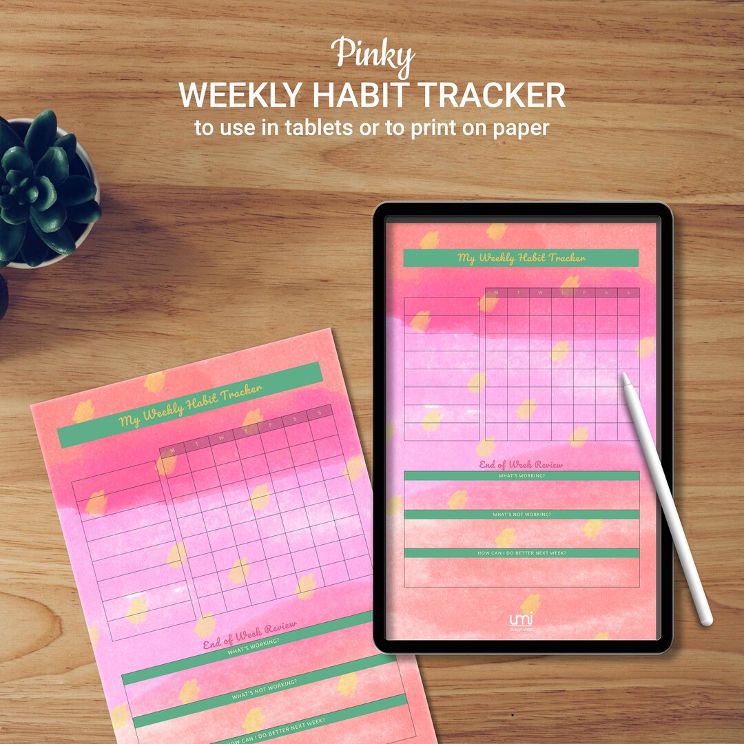 Pinky Weekly Habit Tracker, Habit Tracker, Habit Planner - Etsy