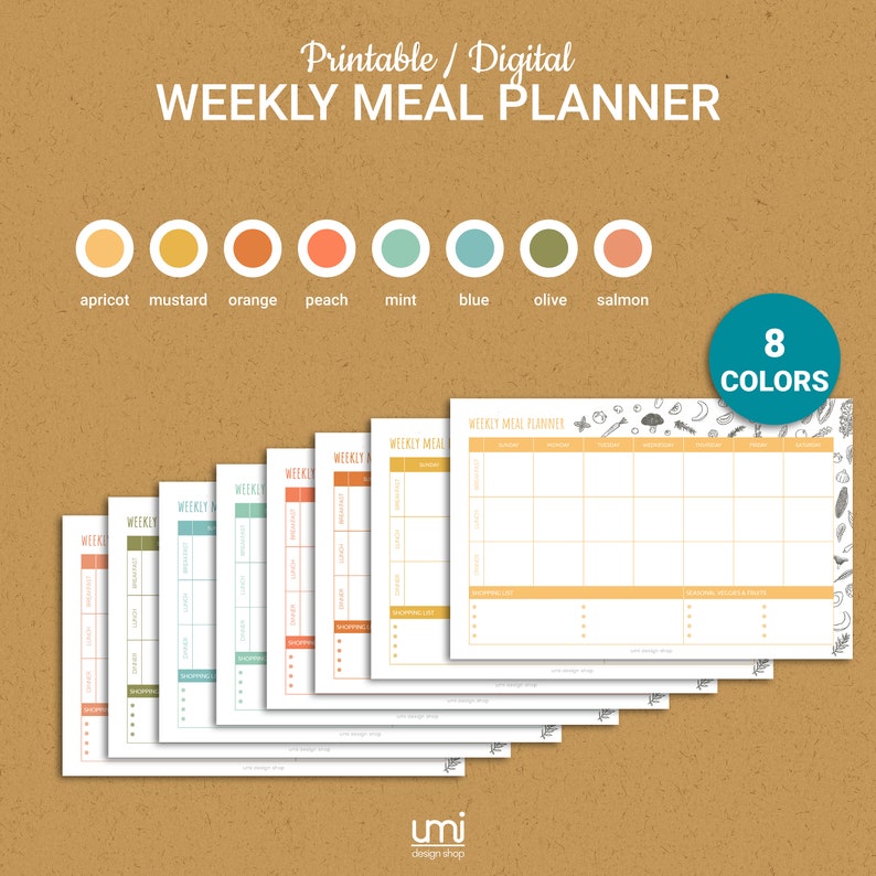 Printable/ Digital Weekly Meal Planner - Etsy
