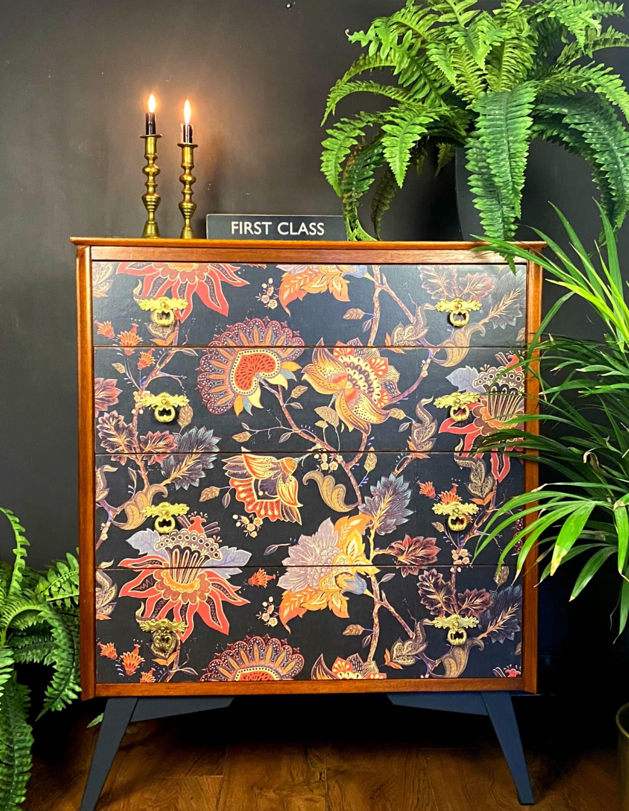 Upcycled, Floral ,vintage Chest of Drawers. Upcycled Furniture ...