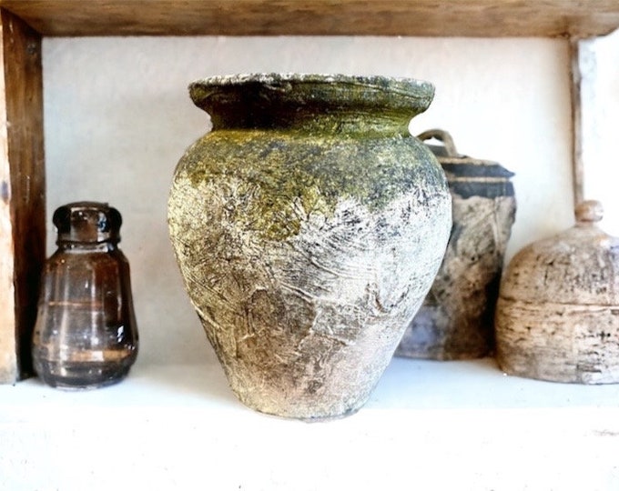 Hand Painted, Distressed, Vintage Style, Textured, Vase, Vessel ...
