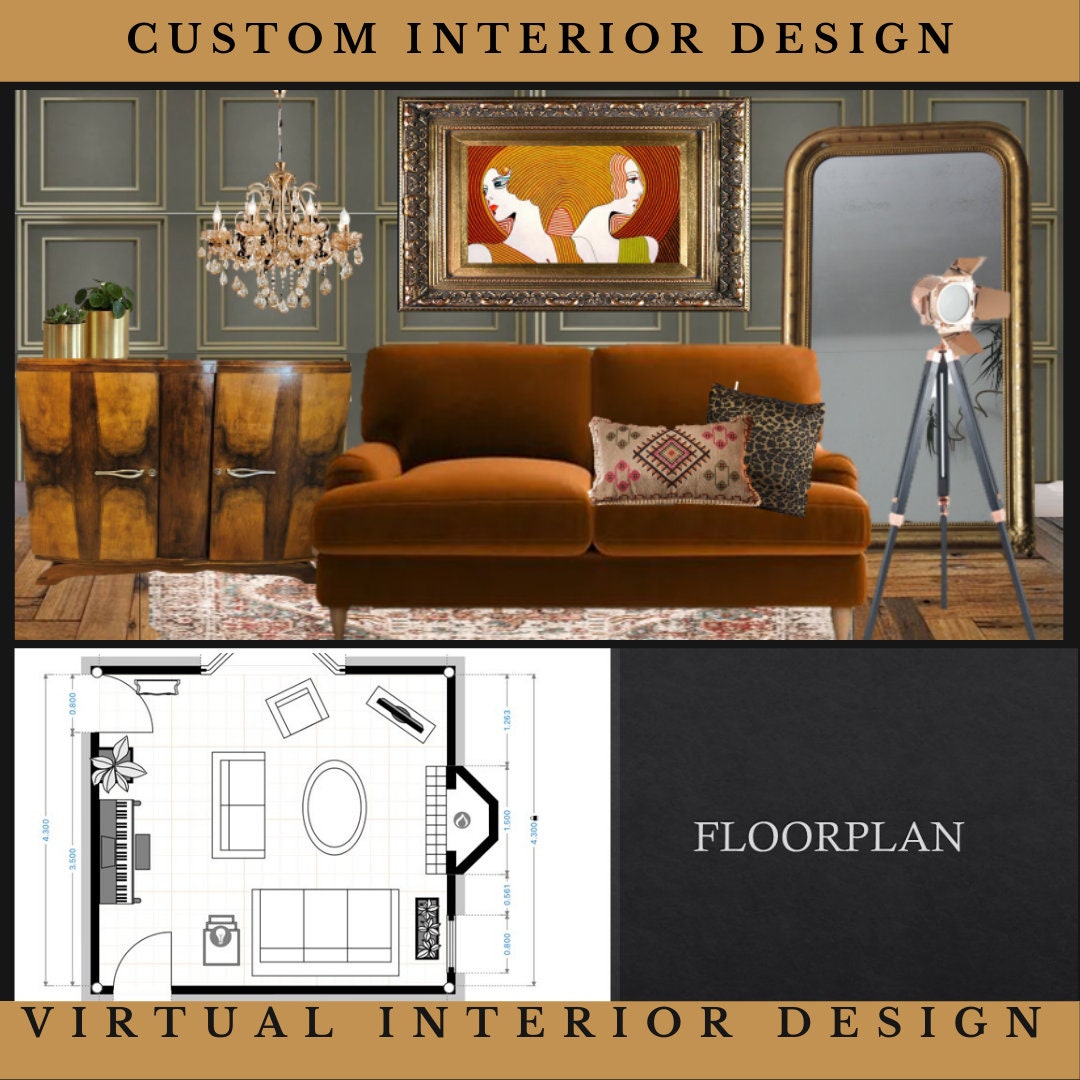Custom Interior Design E-design Package - Virtual Designer Services, Mood Board, Floor Plan ...