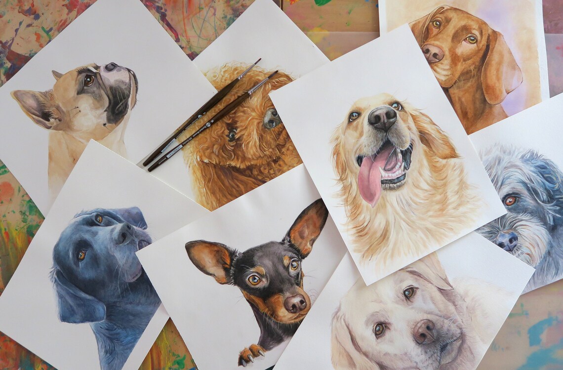 Custom Dog Portrait From Photo - Etsy