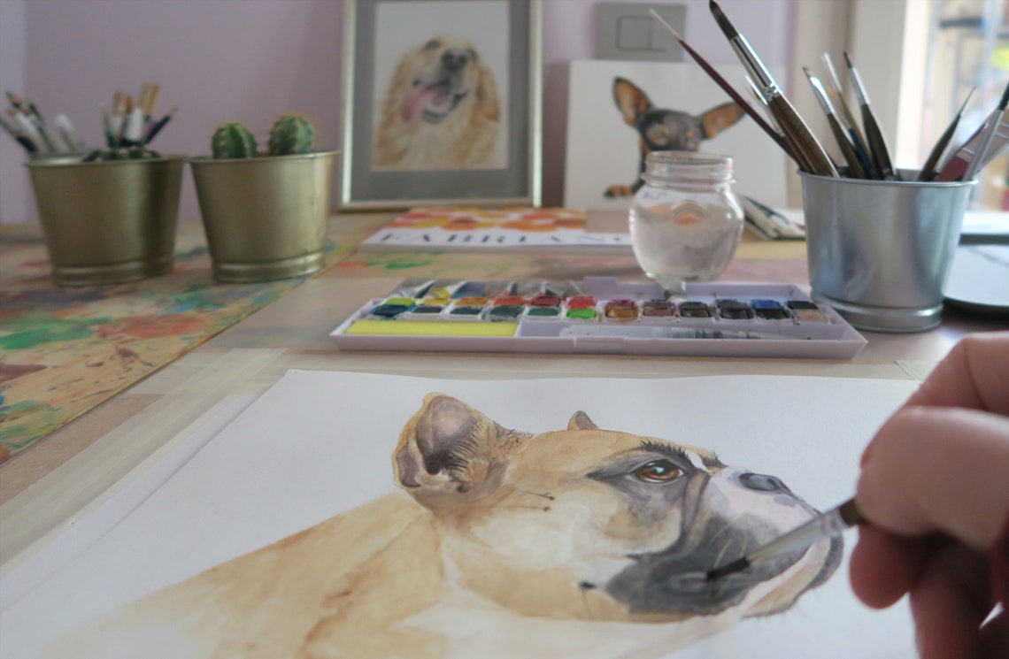 Custom Dog Portrait From Photo | Etsy