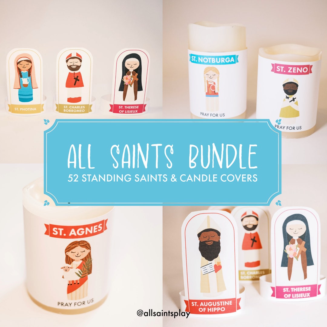 All Saints Bundle: 52 Standing Saints & 52 Candle Covers Liturgical ...