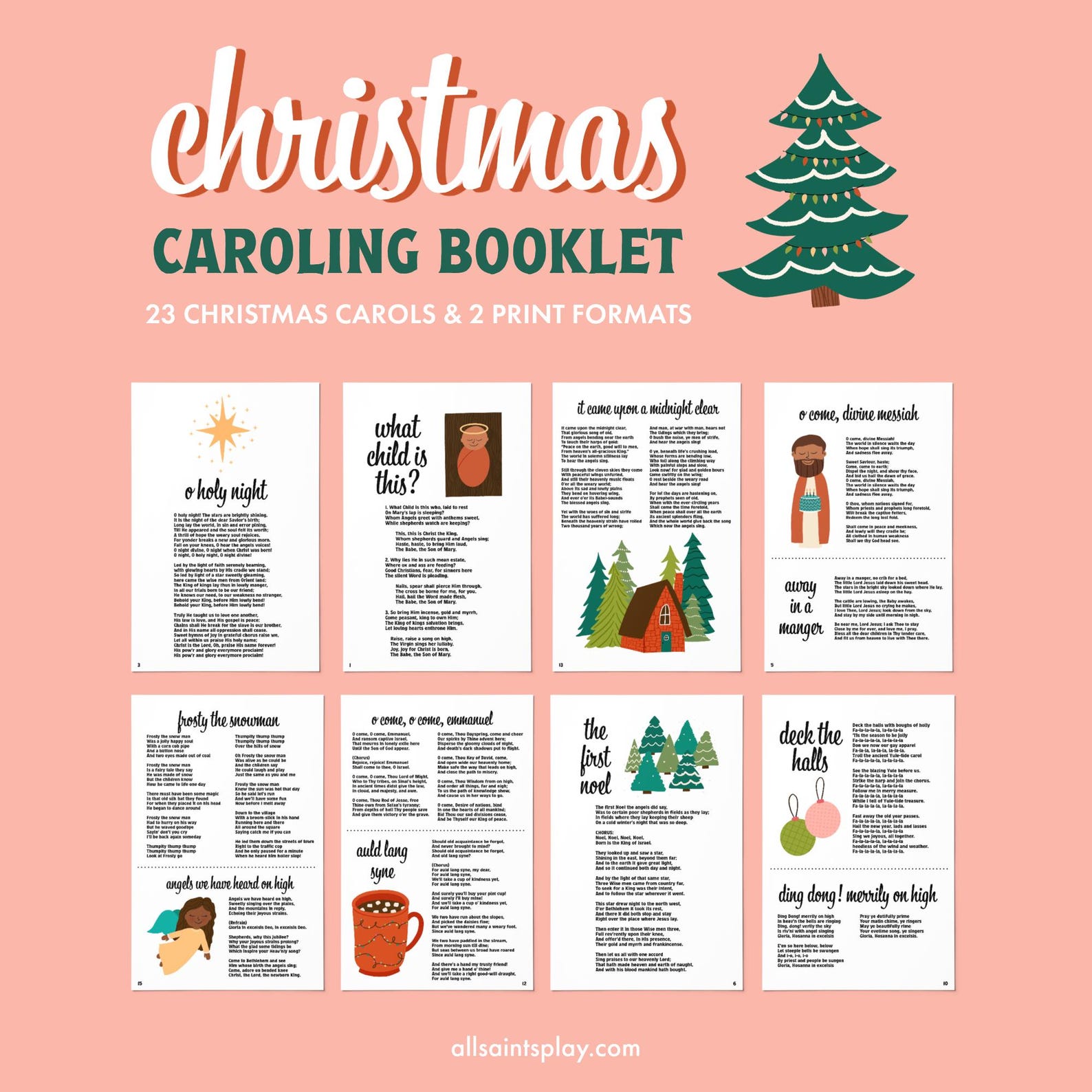 Christmas Carols Booklet | Printable Christmas Caroling Book, Christmas ...