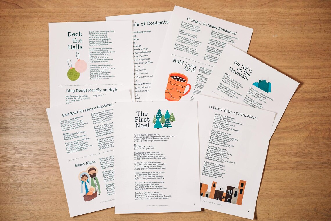 Christmas Carols Booklet | Printable Holiday Songbook, Winter Music ...