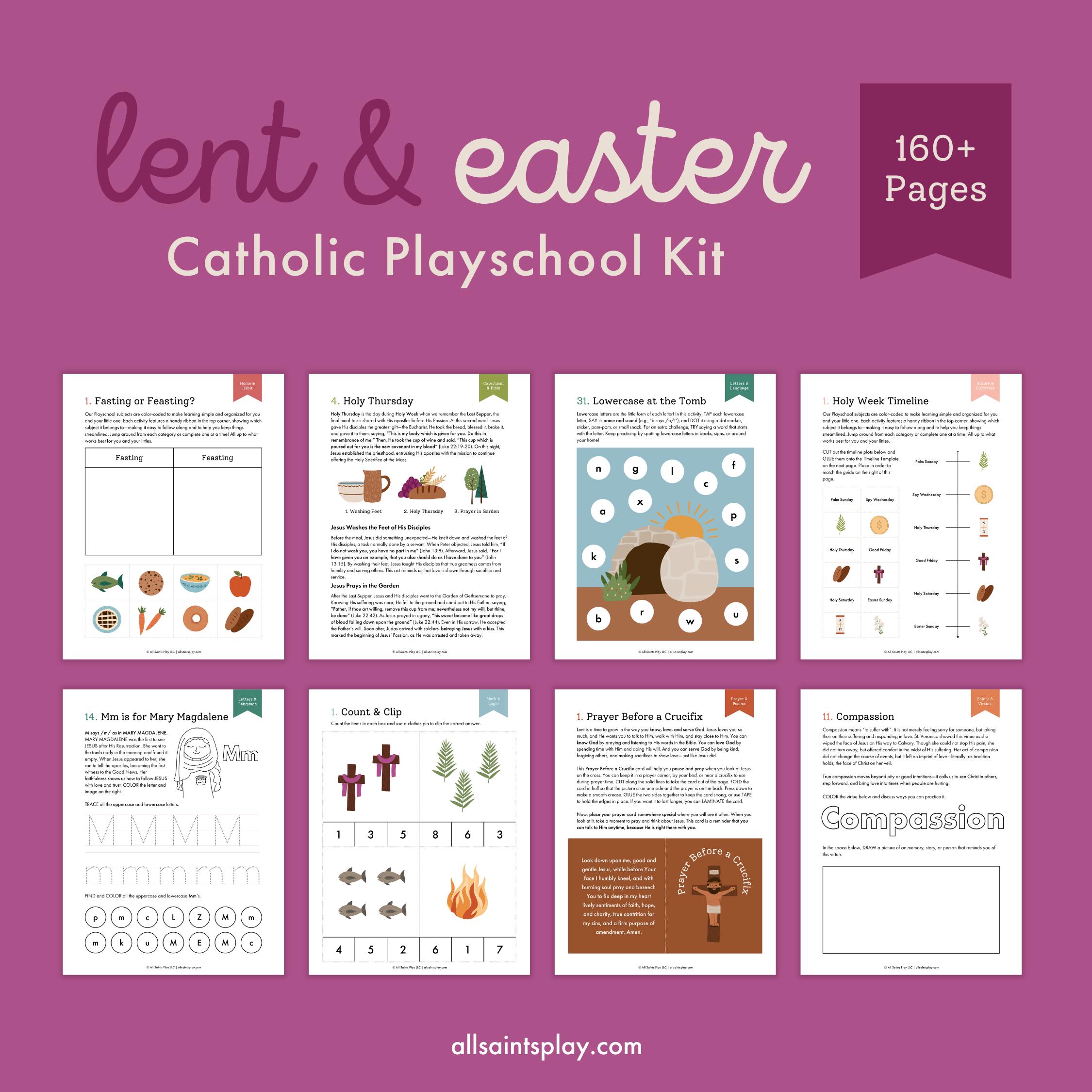 Lent & Easter Catholic Playschool Kit | Worksheets, Crafts, Letters ...