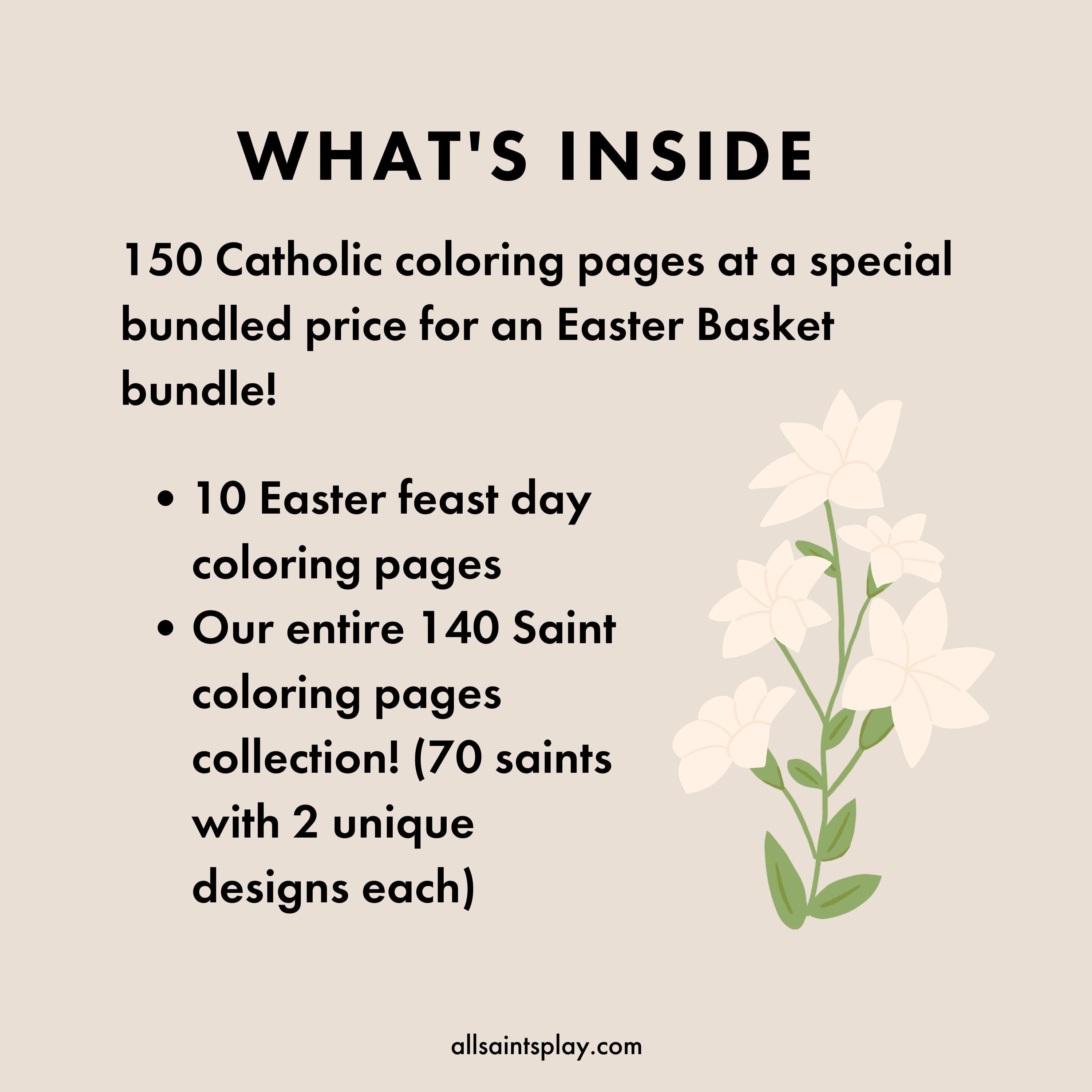 150 Page Easter Basket Coloring Bundle | Present for Catholic Kids ...