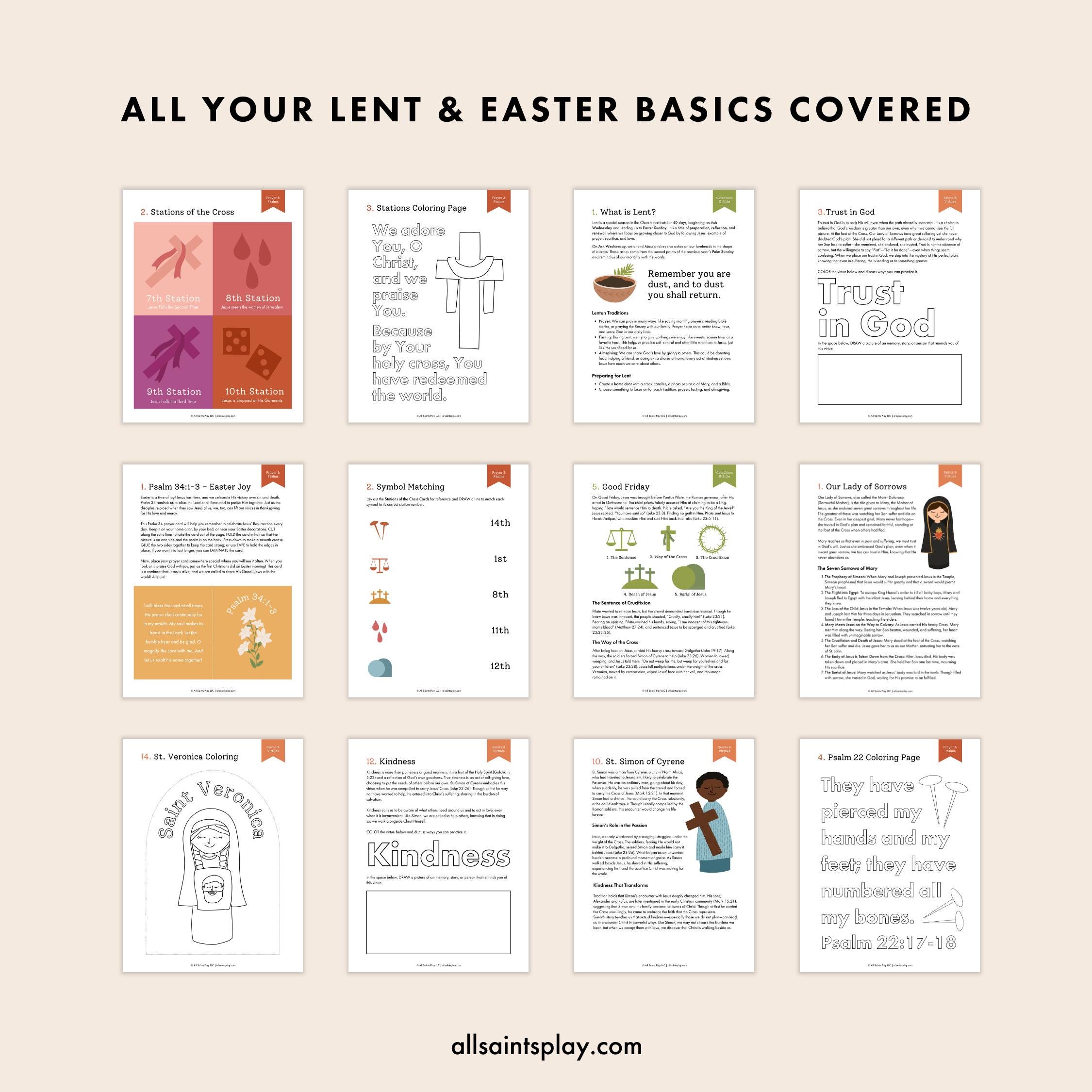 Lent & Easter Catholic Playschool Kit | Worksheets, Crafts, Letters ...