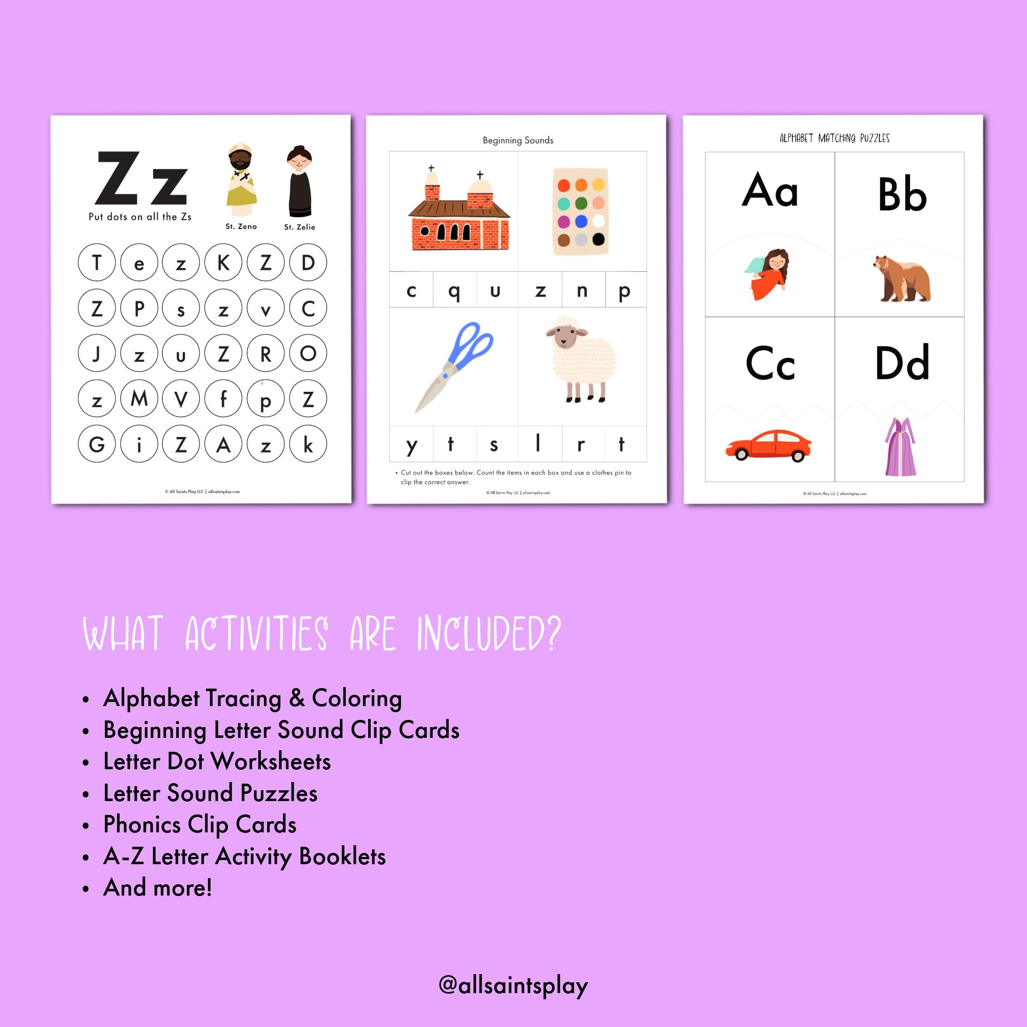 Letters & Phonics | Catholic Preschool Companion Activities for Little ...