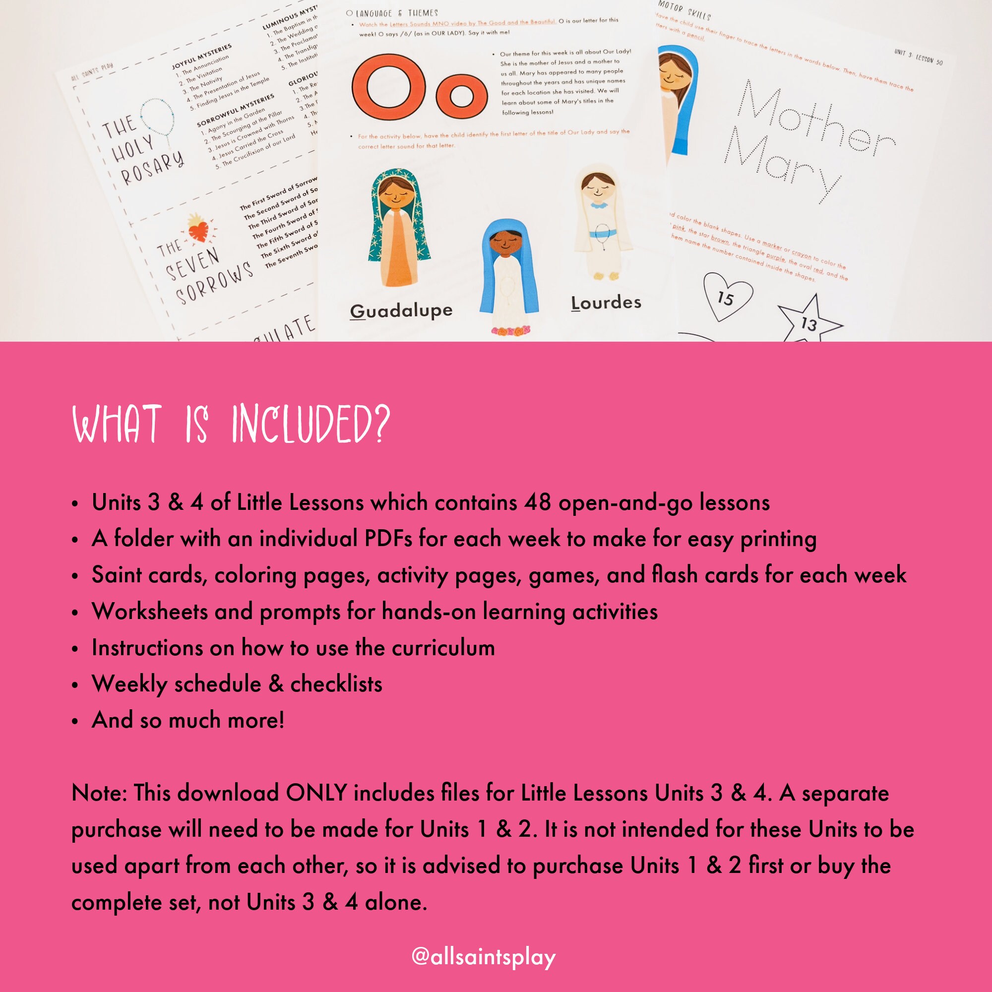 Little Lessons: Catholic Preschool Curriculum | Units 3 & 4, Saints for ...