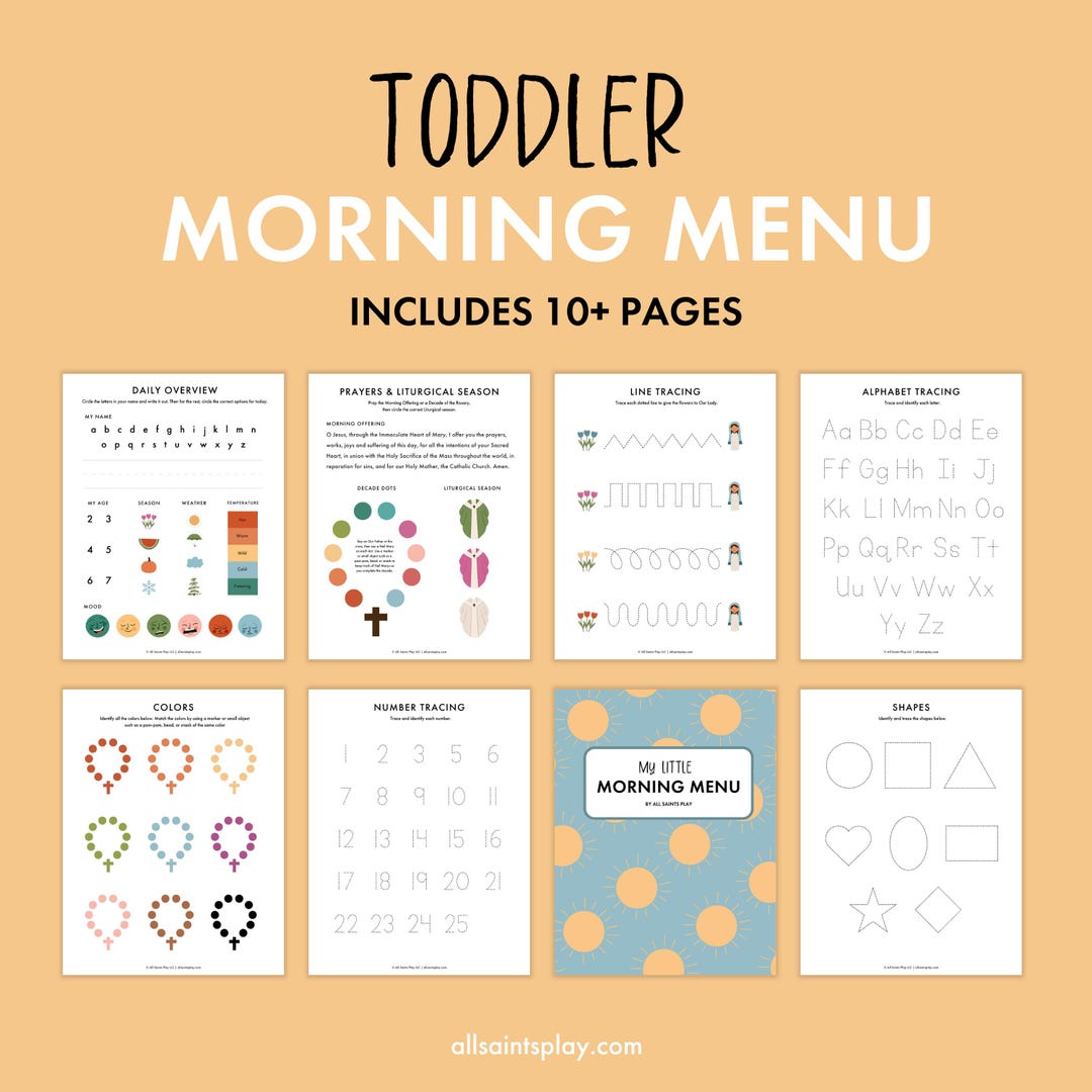 Toddler Morning Menu for Catholic Kids | Busy Work, Rosary, Prayers ...