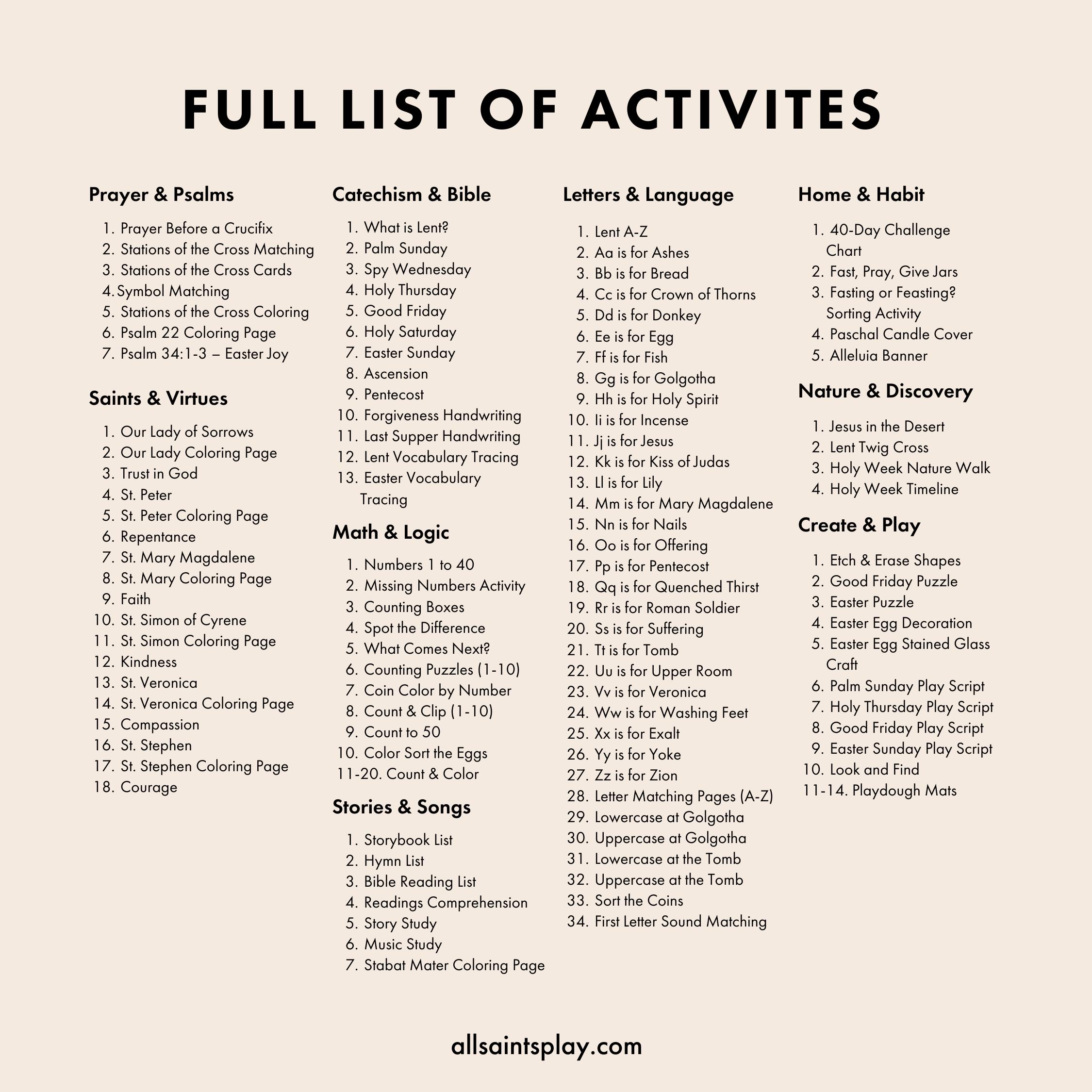 Lent & Easter Catholic Playschool Kit | Worksheets, Crafts, Letters ...