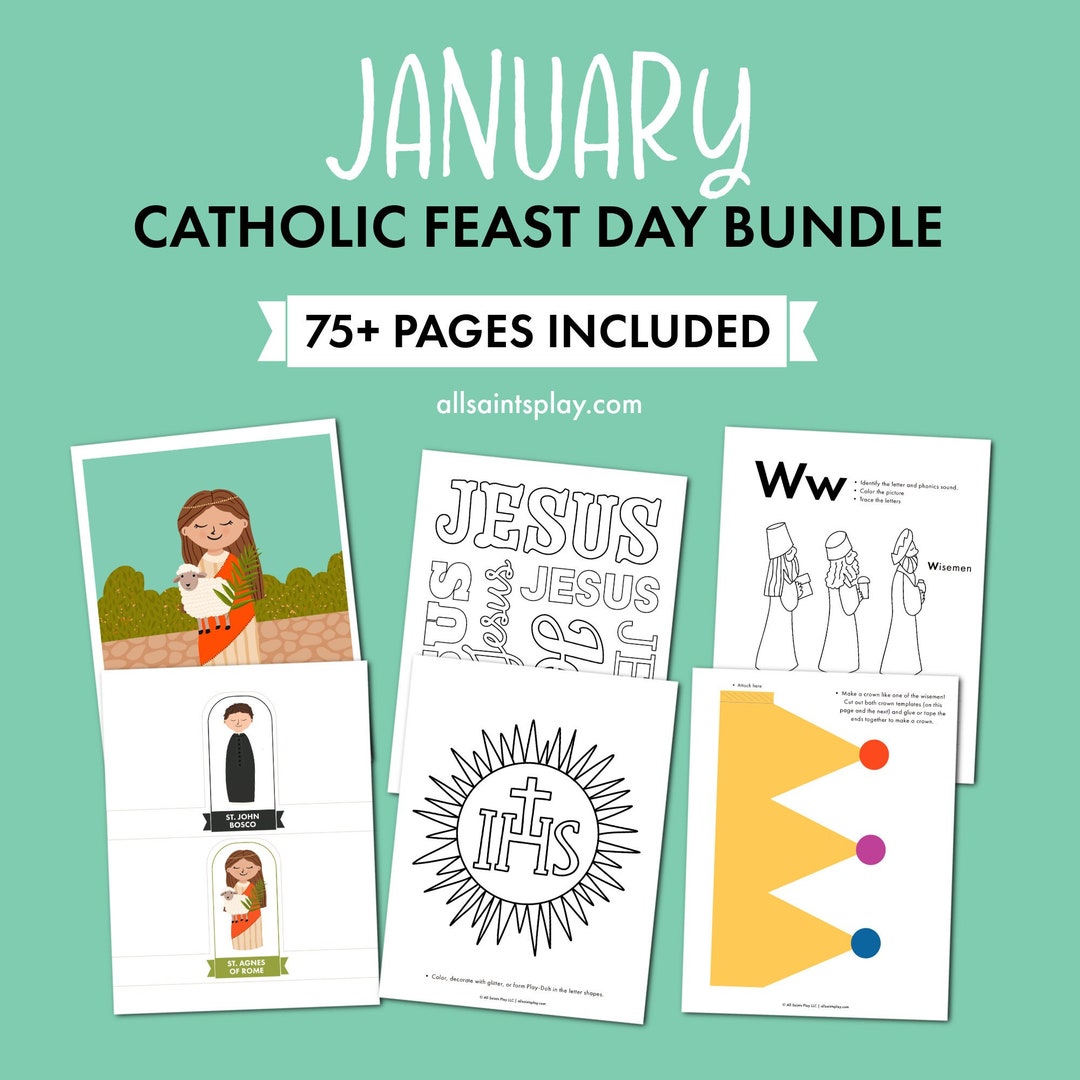 January Catholic Feast Day Coloring and Worksheet Bundle | Liturgical ...
