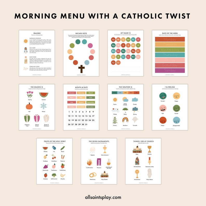 Catholic Morning Menu | Monthly Devotions for Morning Basket, Easy ...