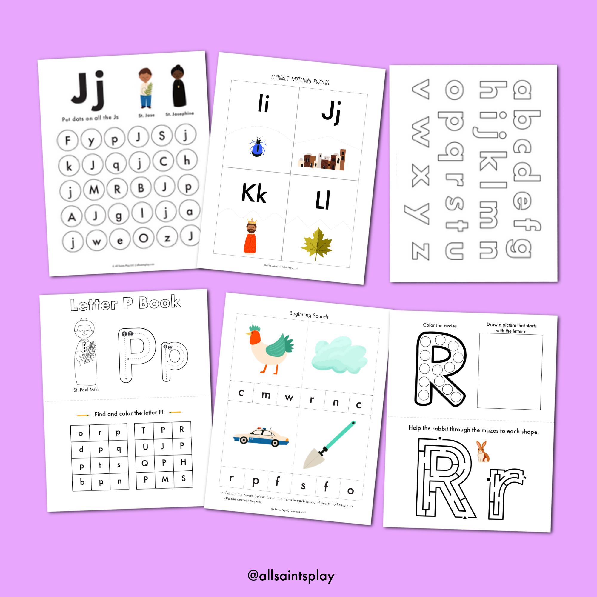 Letters & Phonics | Catholic Preschool Companion Activities for Little ...