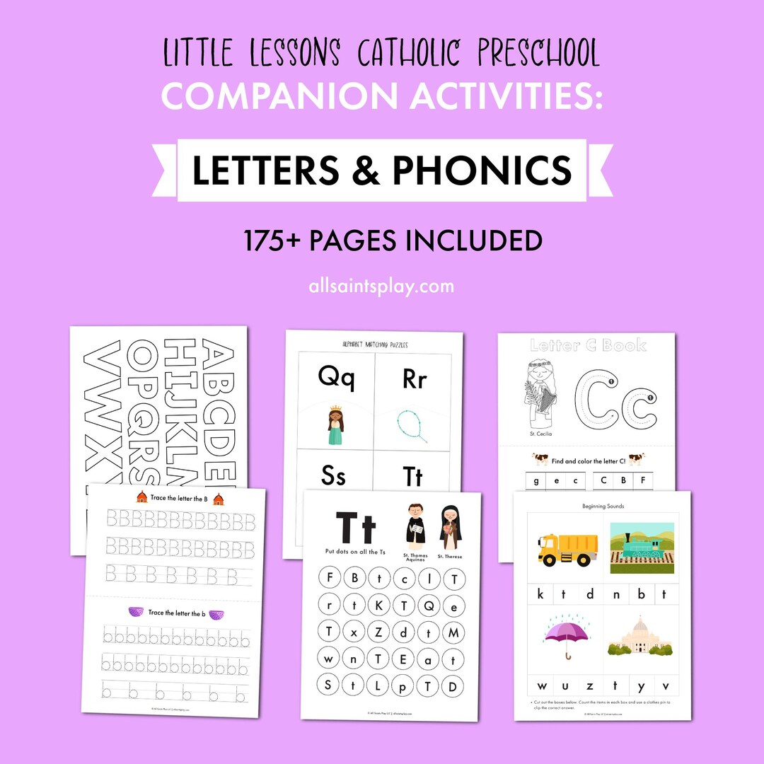 Letters & Phonics | Catholic Preschool Companion Activities for Little ...