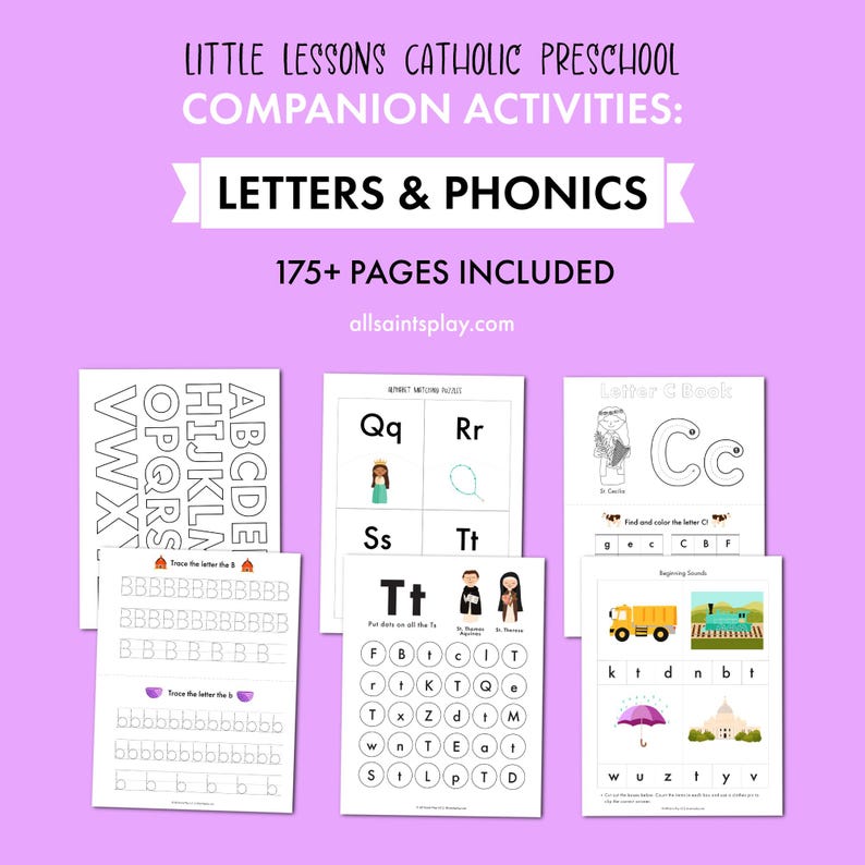 Letters & Phonics | Catholic Preschool Companion Activities for Little ...