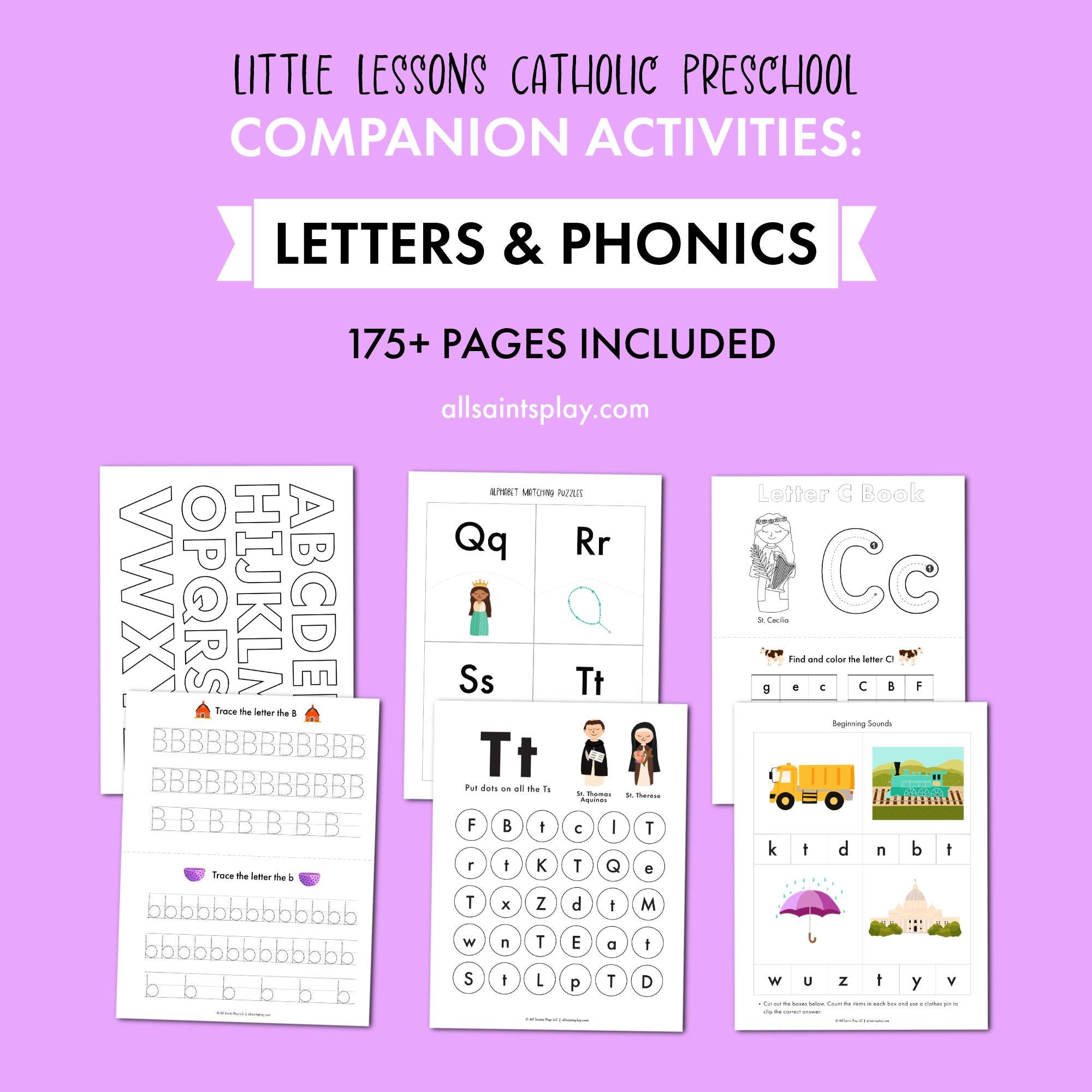 Letters & Phonics | Catholic Preschool Companion Activities for Little ...
