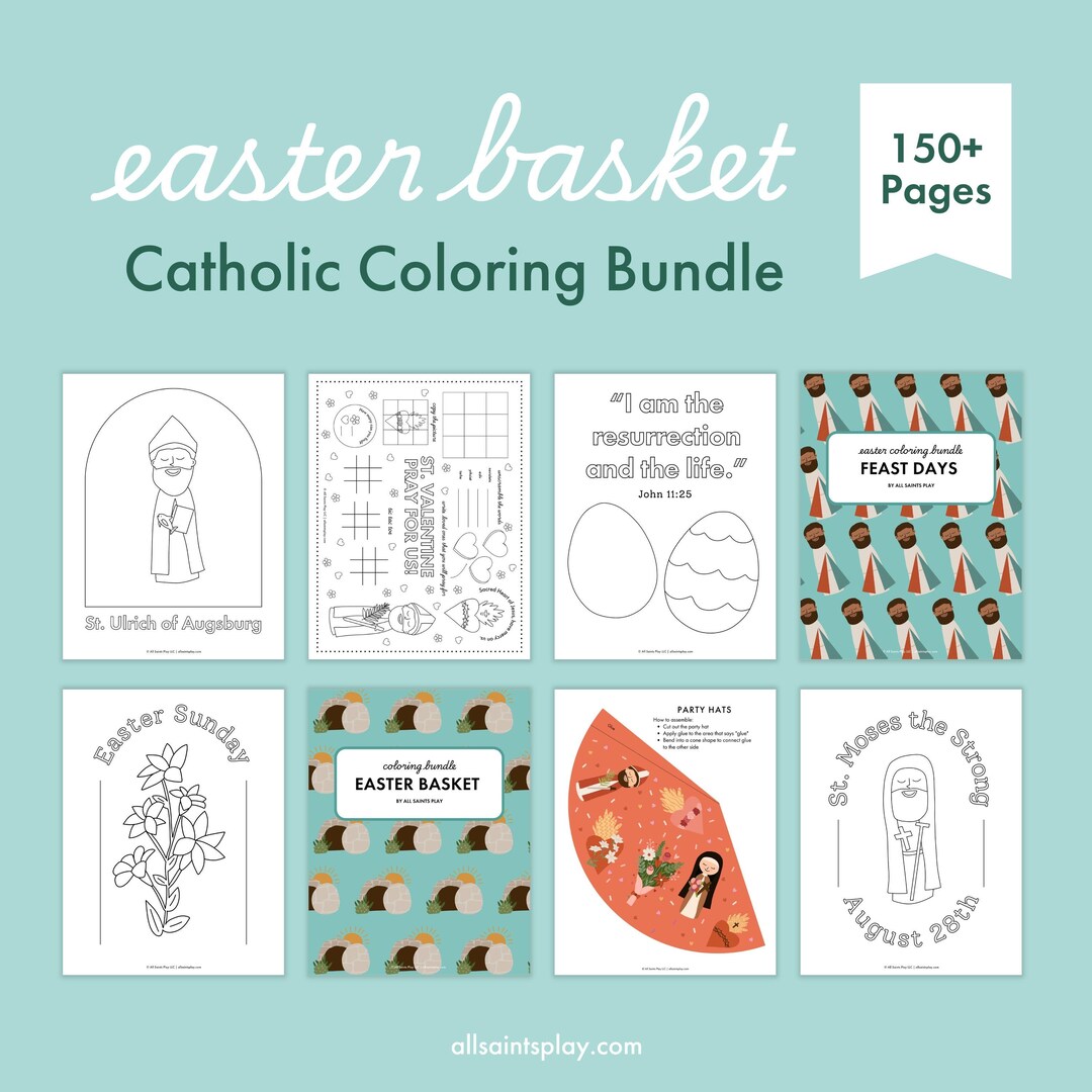 150 Page Easter Basket Coloring Bundle | Present for Catholic Kids ...
